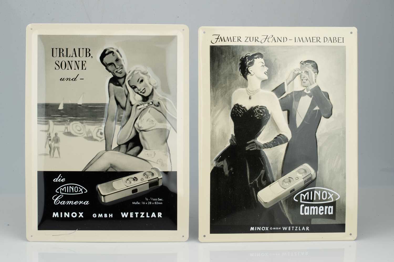 Lot 962 - Two Minox Metal Advertising Signs,