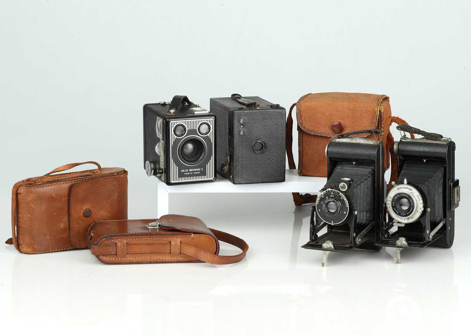 Lot 323 - A Selection of Folding & Box Cameras,