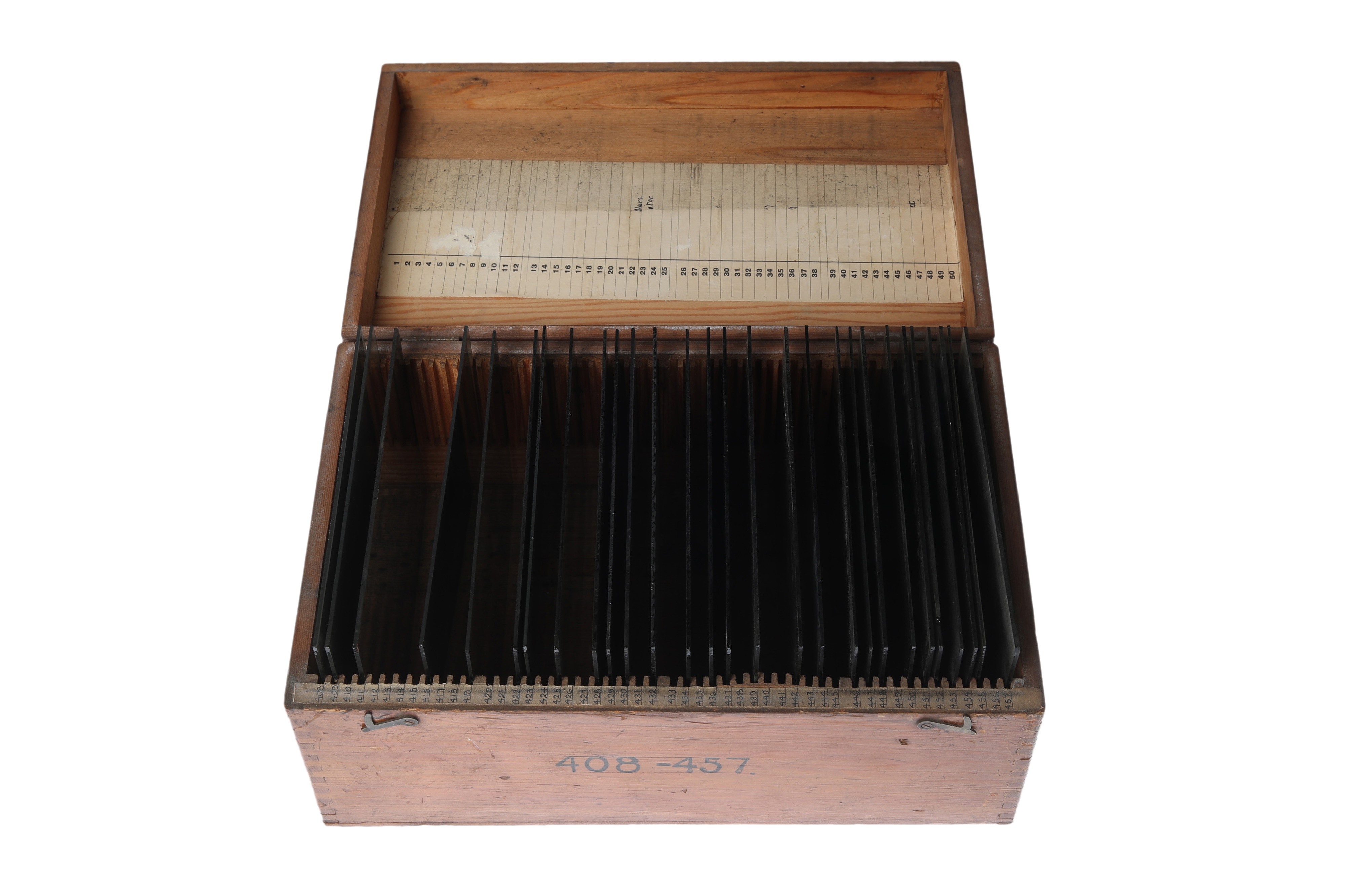 Lot 842 - Vintage Pine Box of Glass Negatives