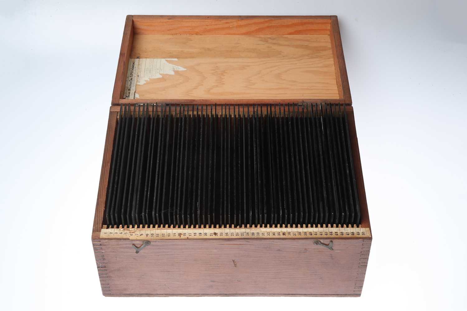 Lot 851 - Vintage Pine Box of Glass Negatives