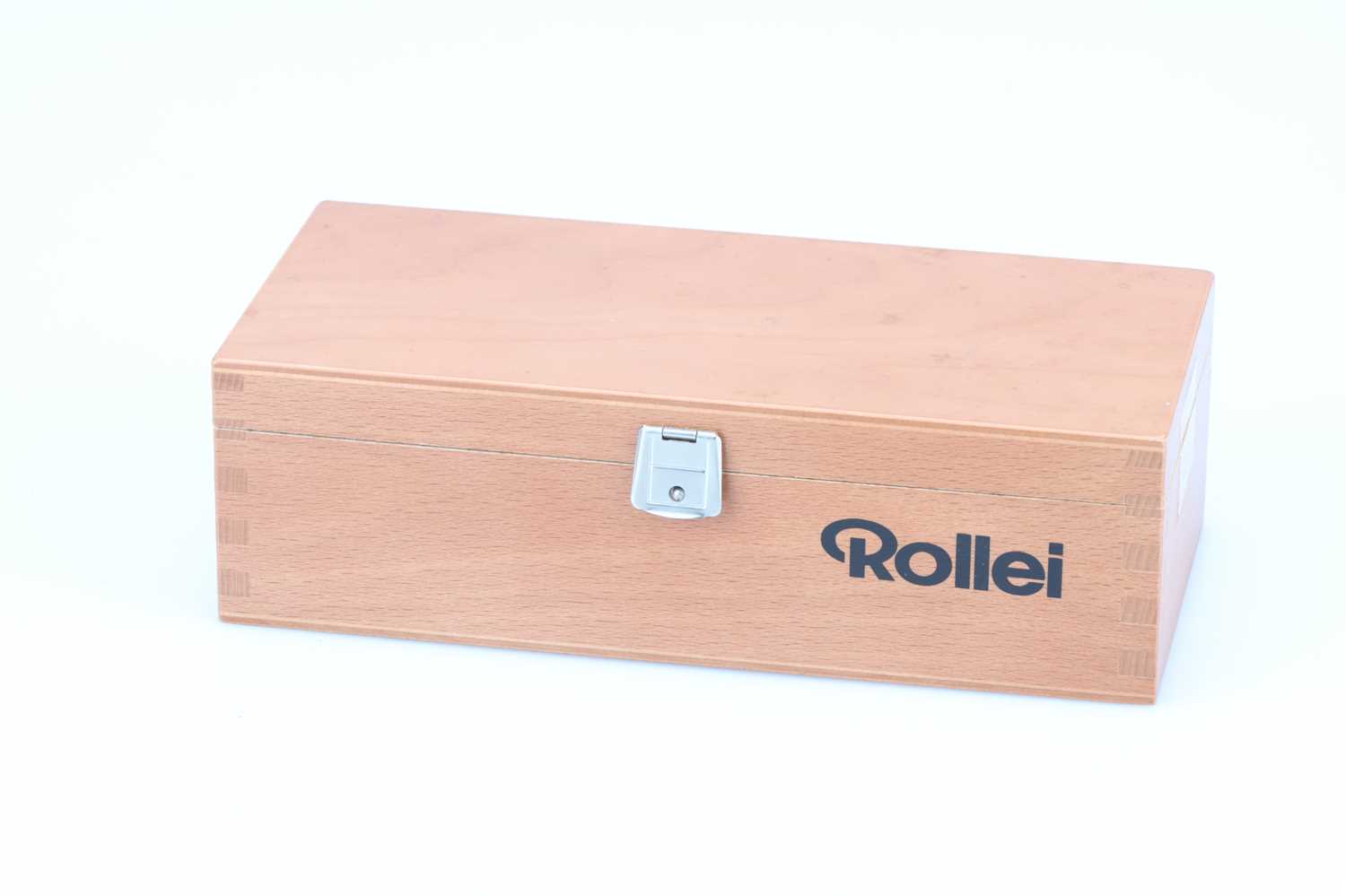 Lot 365 - A Small Wooden Display Box Marked 'Rollei',