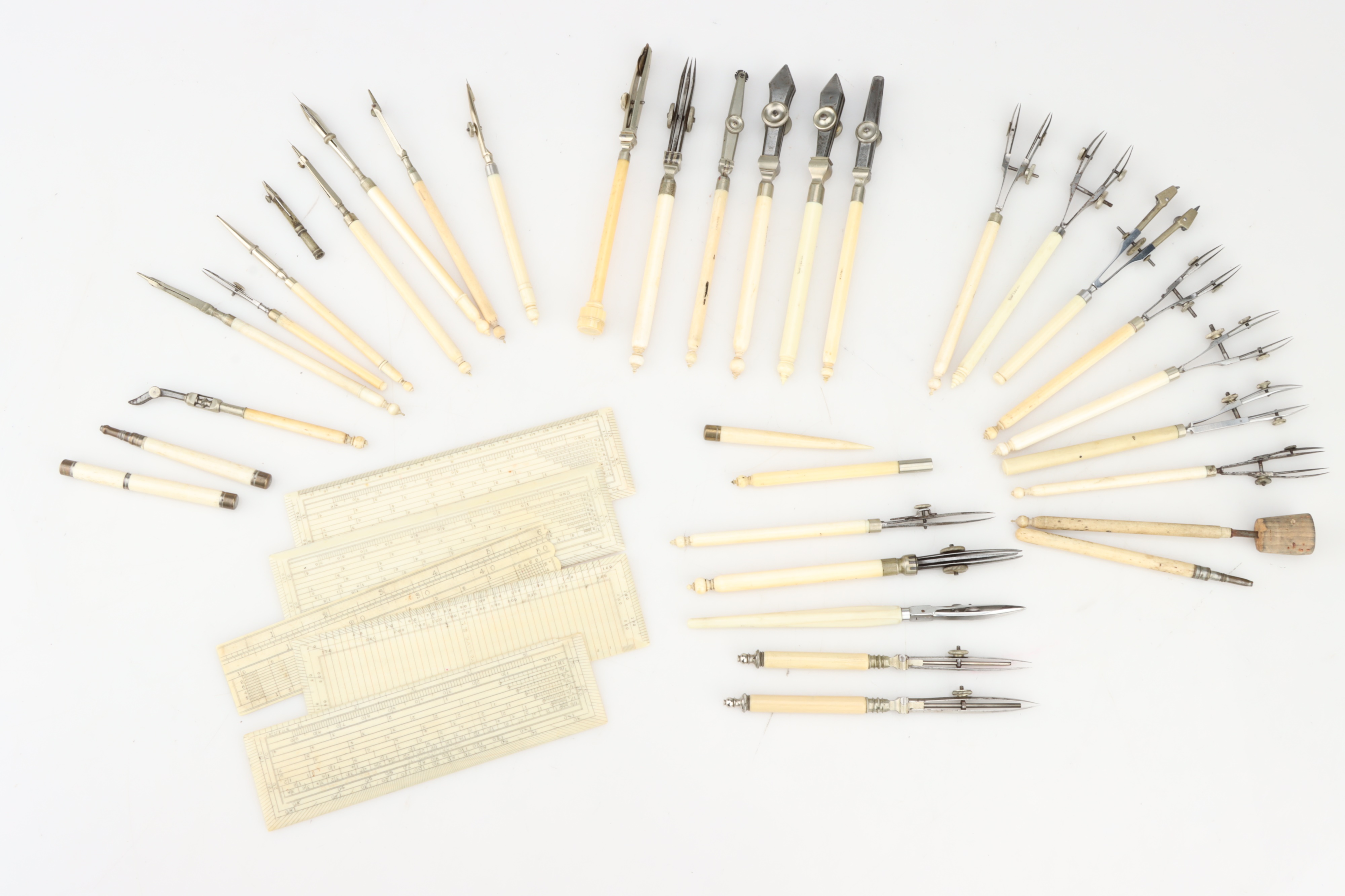 Lot 266 - A Collection of Ivory Drawing Instruments,