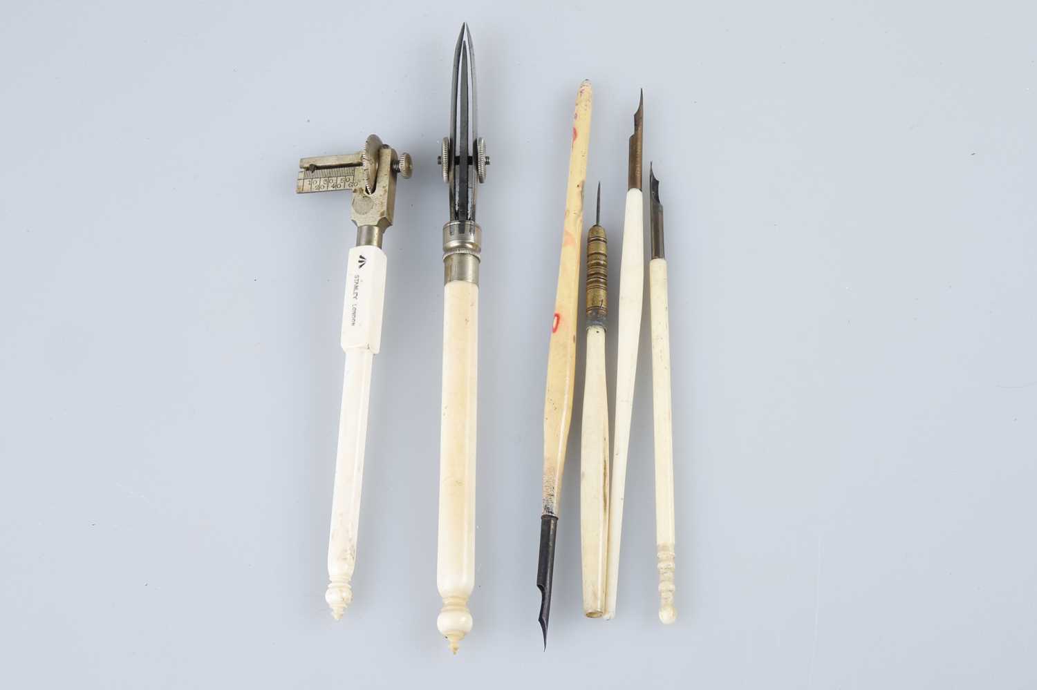 Lot 296 - A Quantity of Ivory Drawing Instruments,