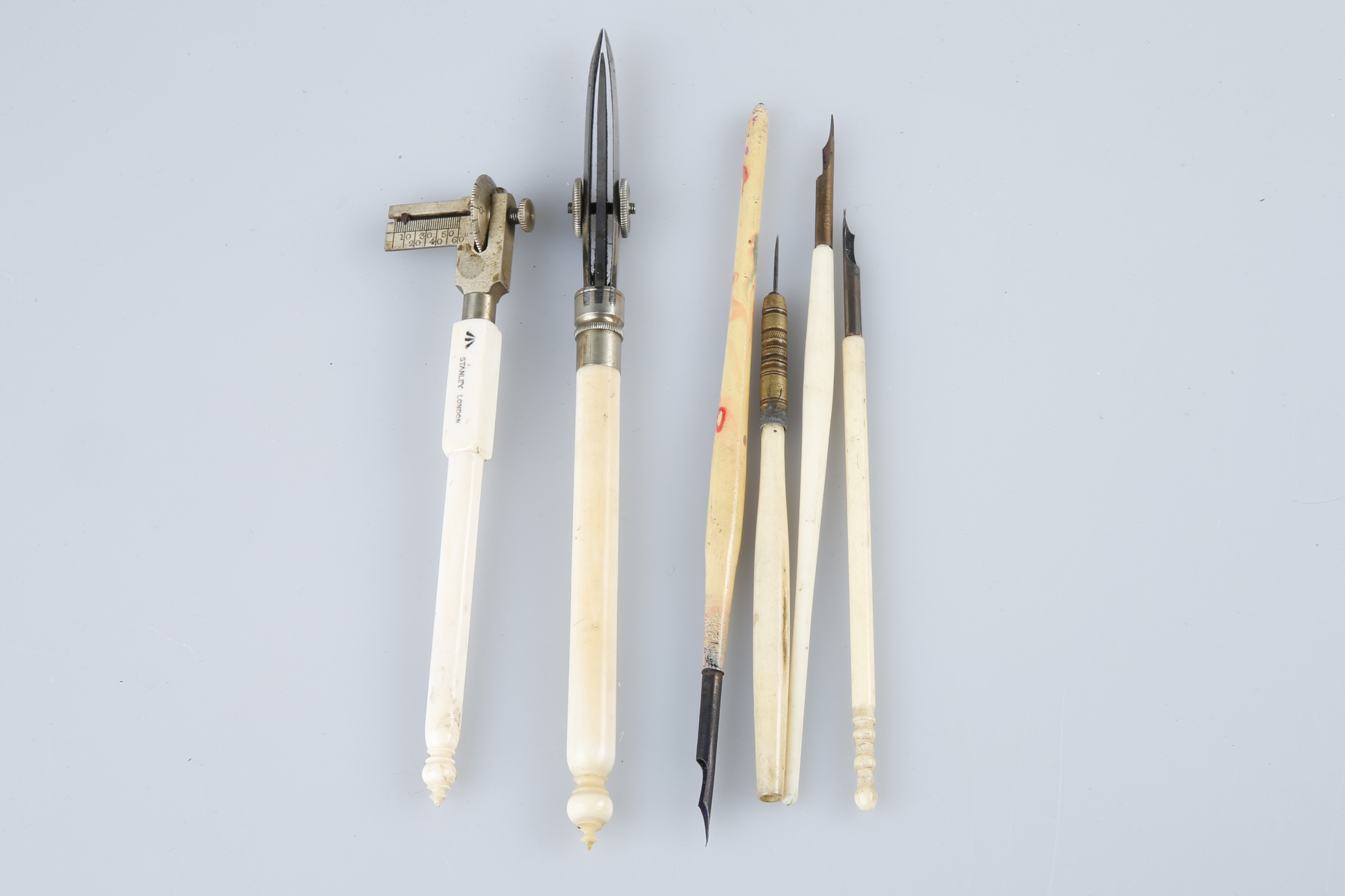 Lot 296 - A Quantity of Ivory Drawing Instruments,