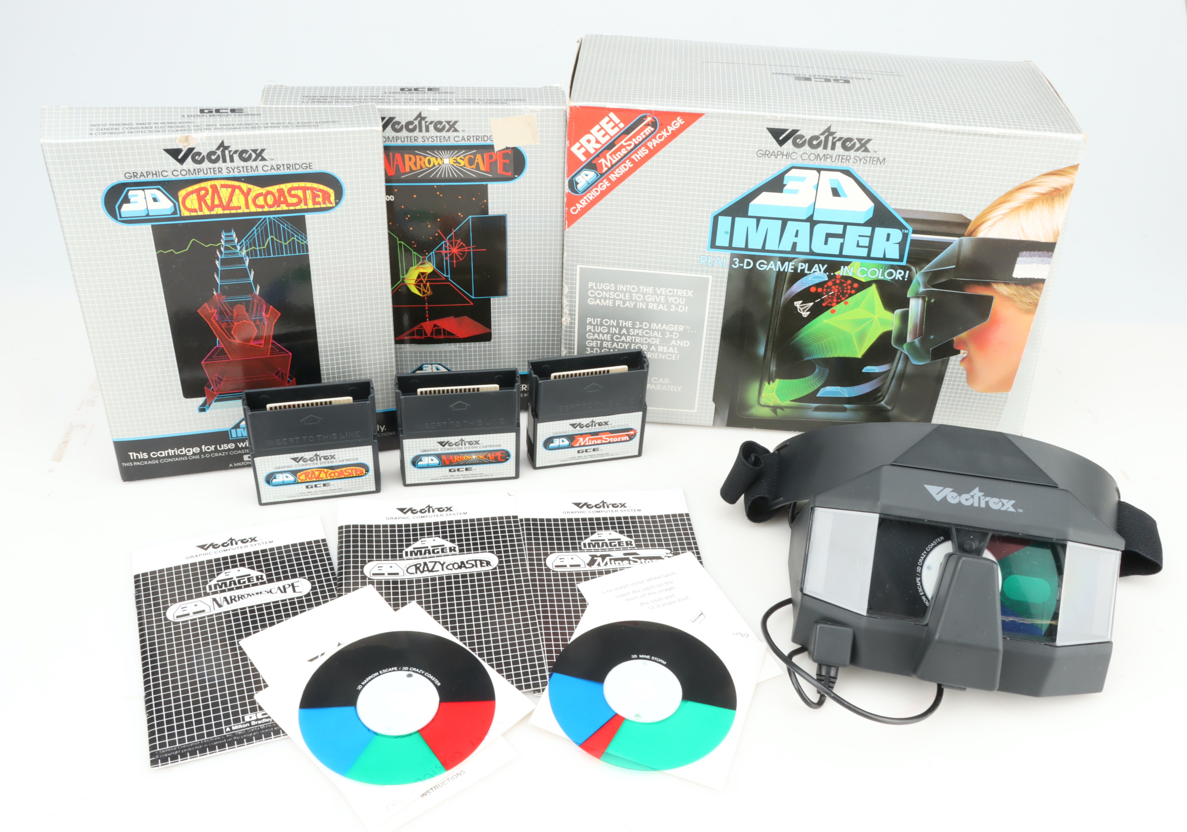 Lot 97 - Vetrex Vintage Console 3D Imager & Games,