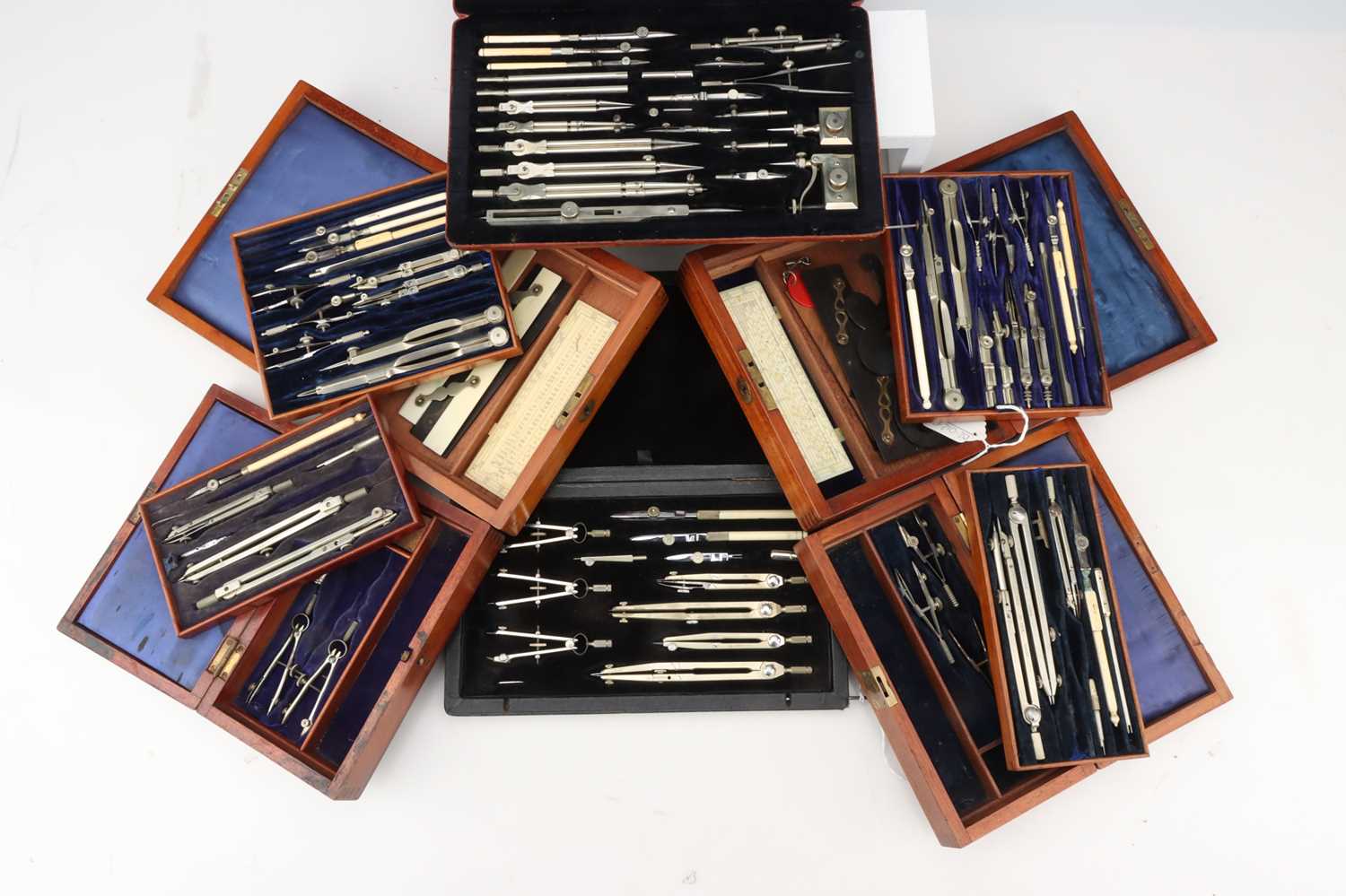 Lot 283 - Six Sets of Drawing Instruments,