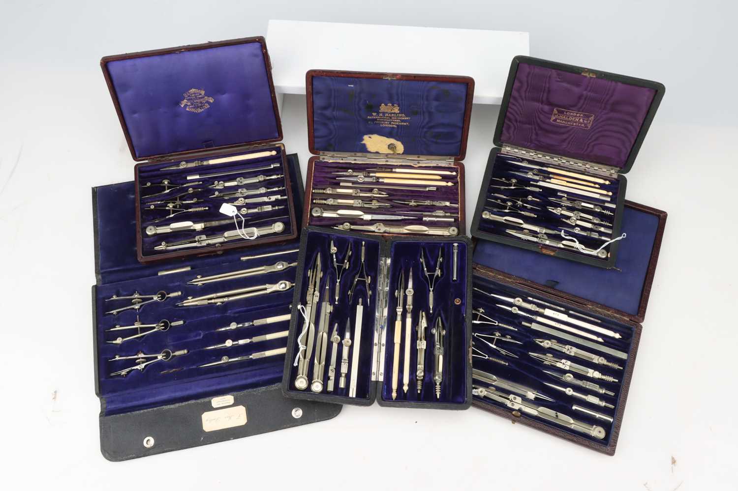 Lot 289 - Six Sets of Drawing Instruments,