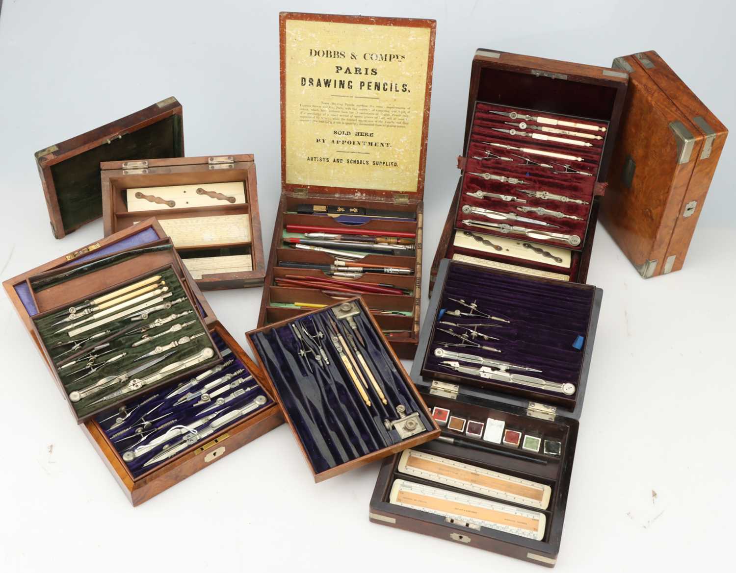 Lot 290 - Five Sets of Drawing Instruments etc.,
