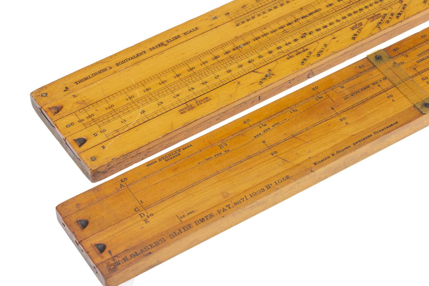 Lot 123 - Two Boxwood Slide Rules by Stanley,