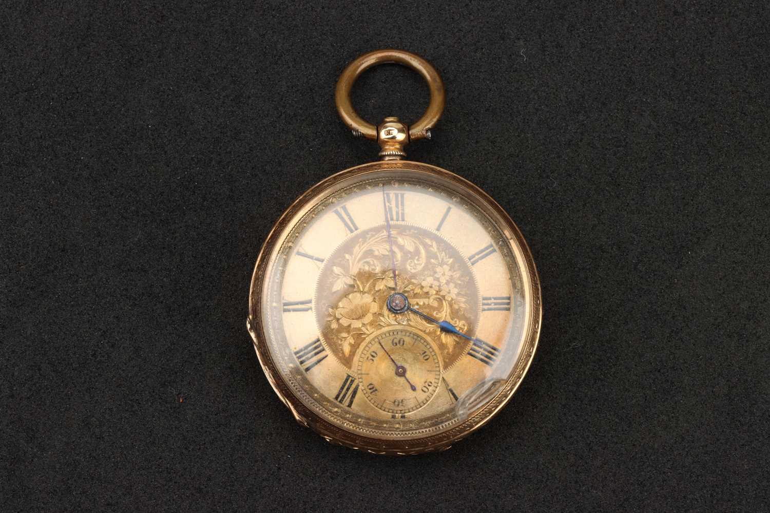 Lot 167 - A 14 ct Gold Key Wind Open Face Fob Watch,