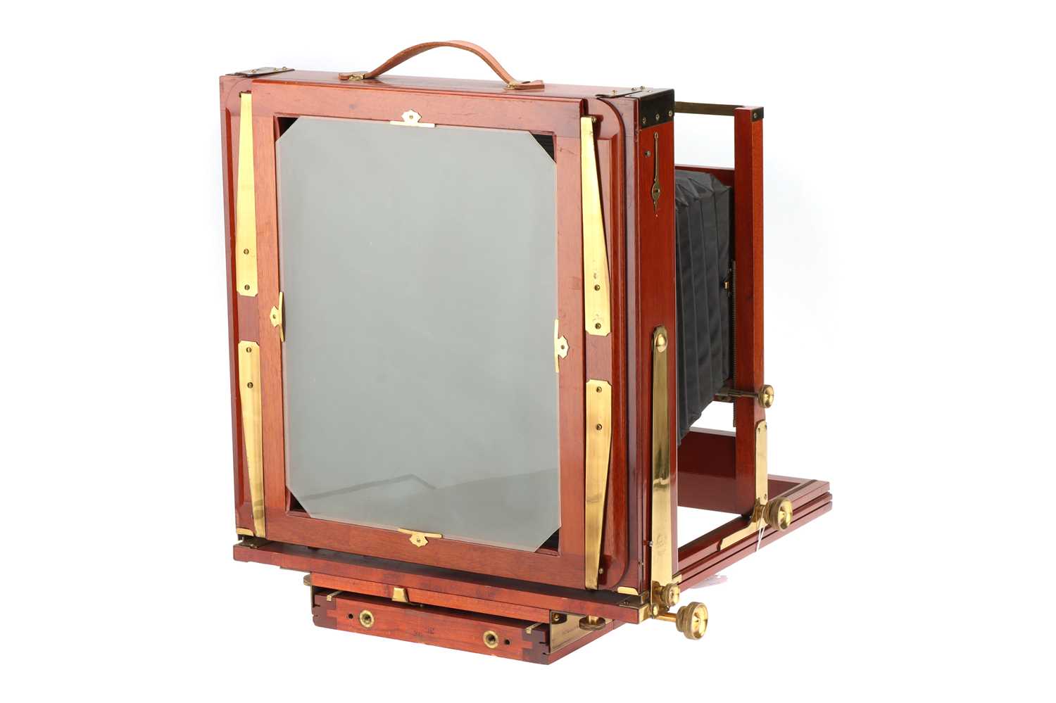 Lot 687 - A Large Brass & Mahogany 11x14 Camera,