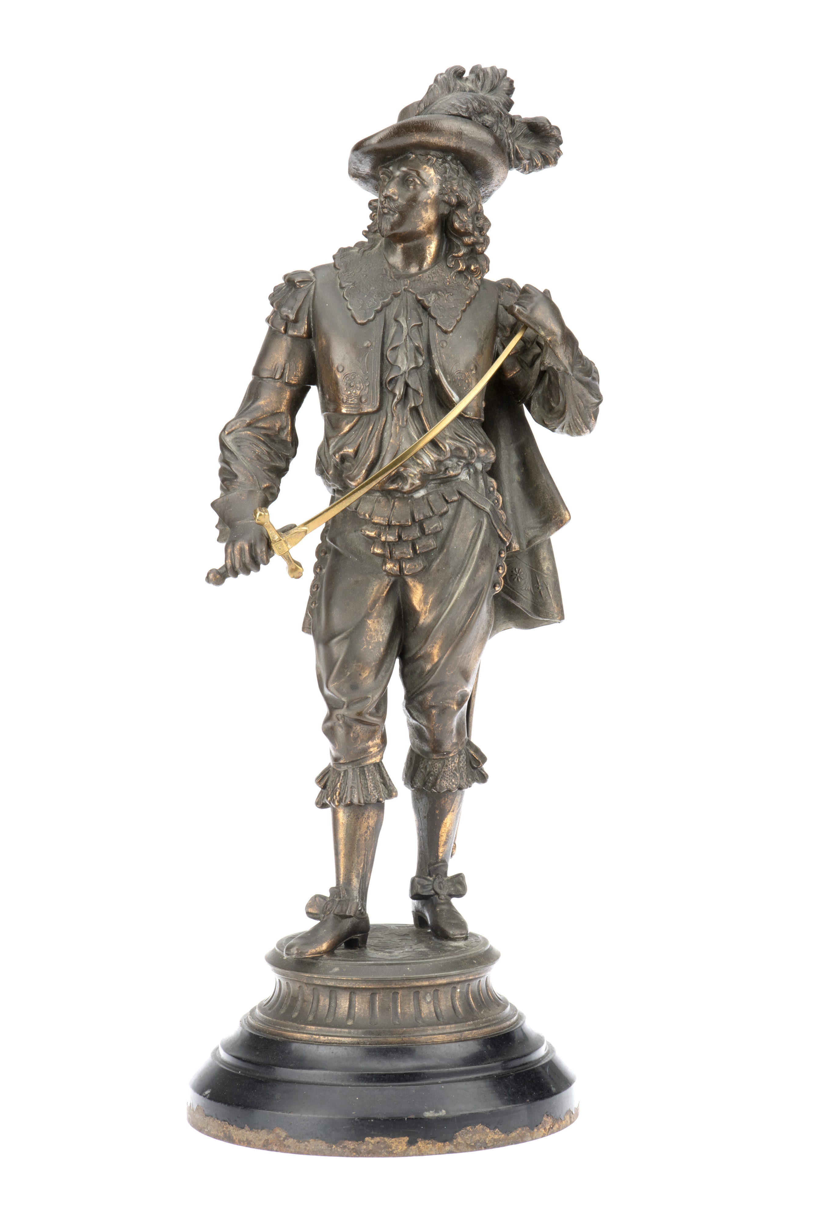 Lot 132 - Two Large Spelter Figures of Musketeers,