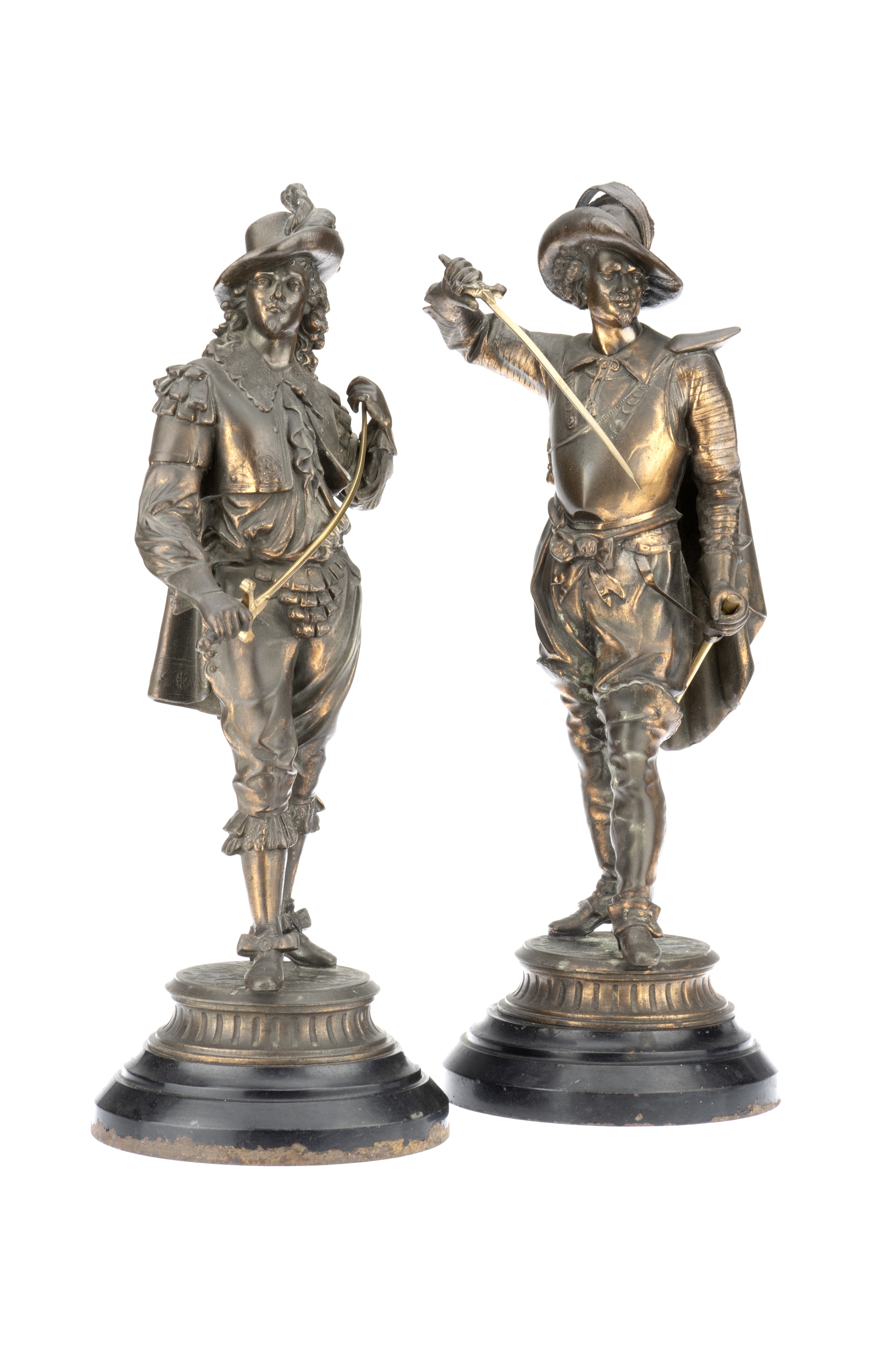 Lot 132 - Two Large Spelter Figures of Musketeers,