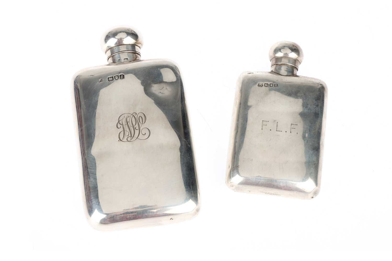 Lot 179 - Two Victorian Silver Hip Flasks,