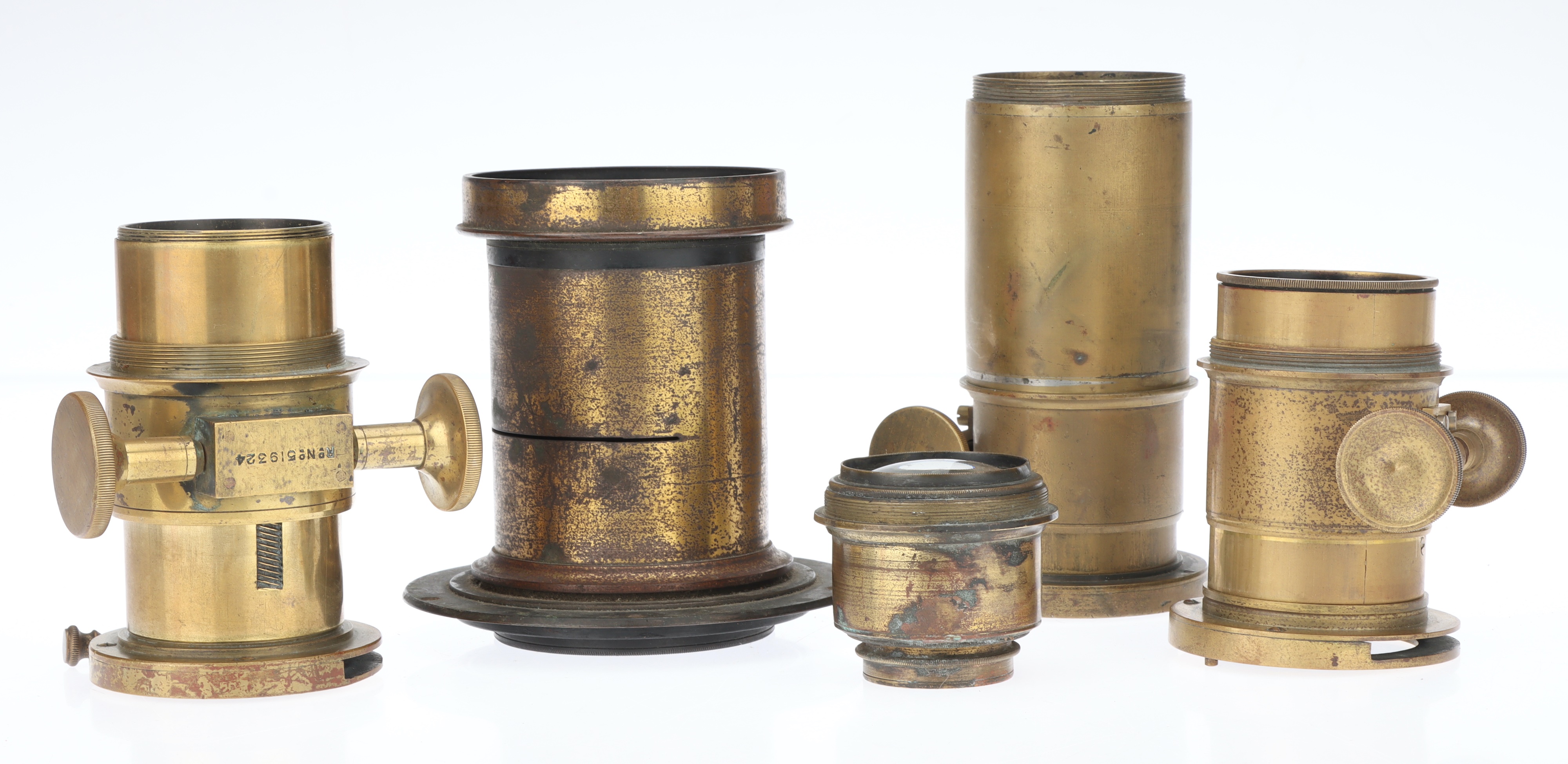 Lot 613 - Five Brass Lenses,