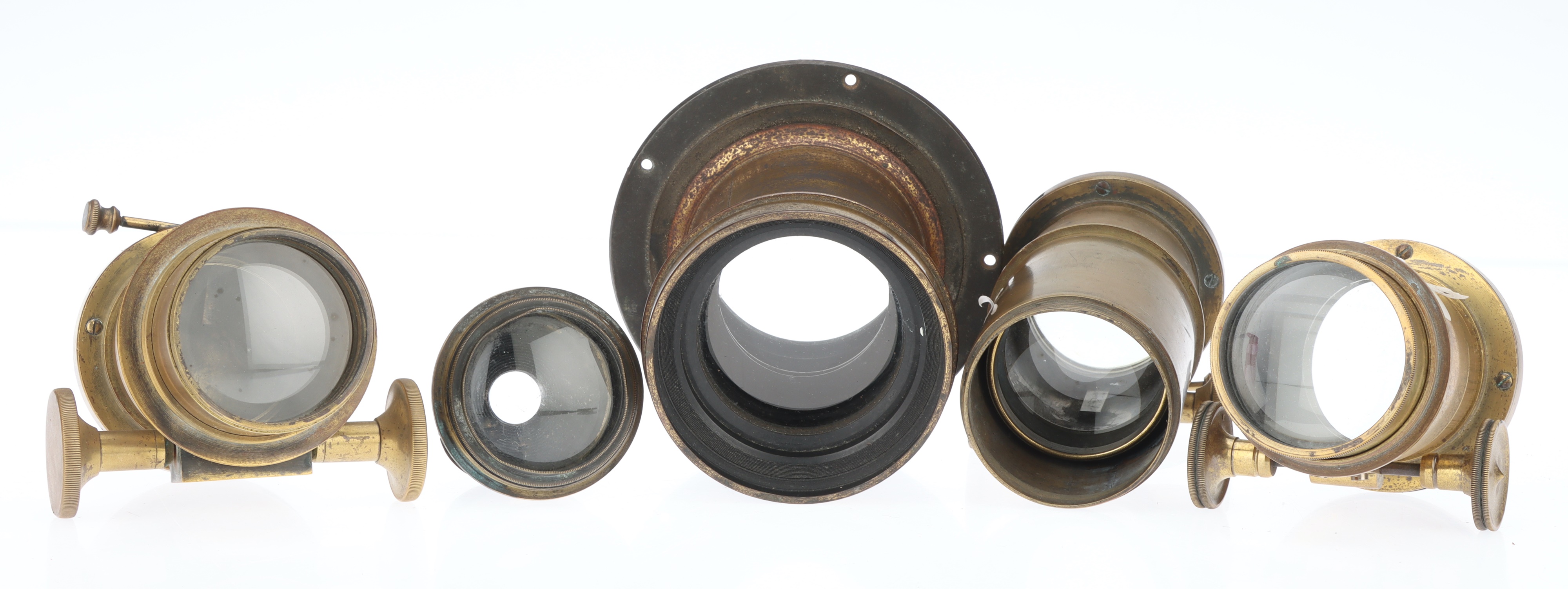 Lot 613 - Five Brass Lenses,