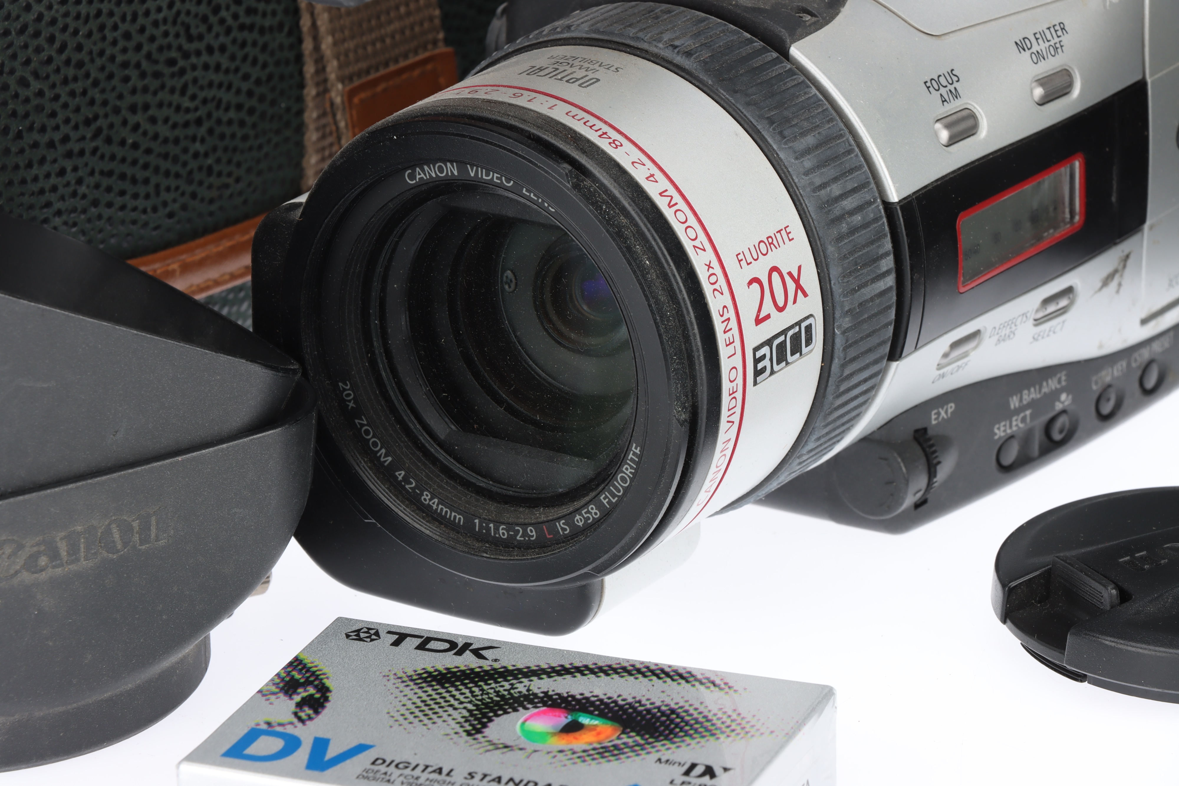 Lot 814 - A Box of Canon Camcorders & Used Tapes,