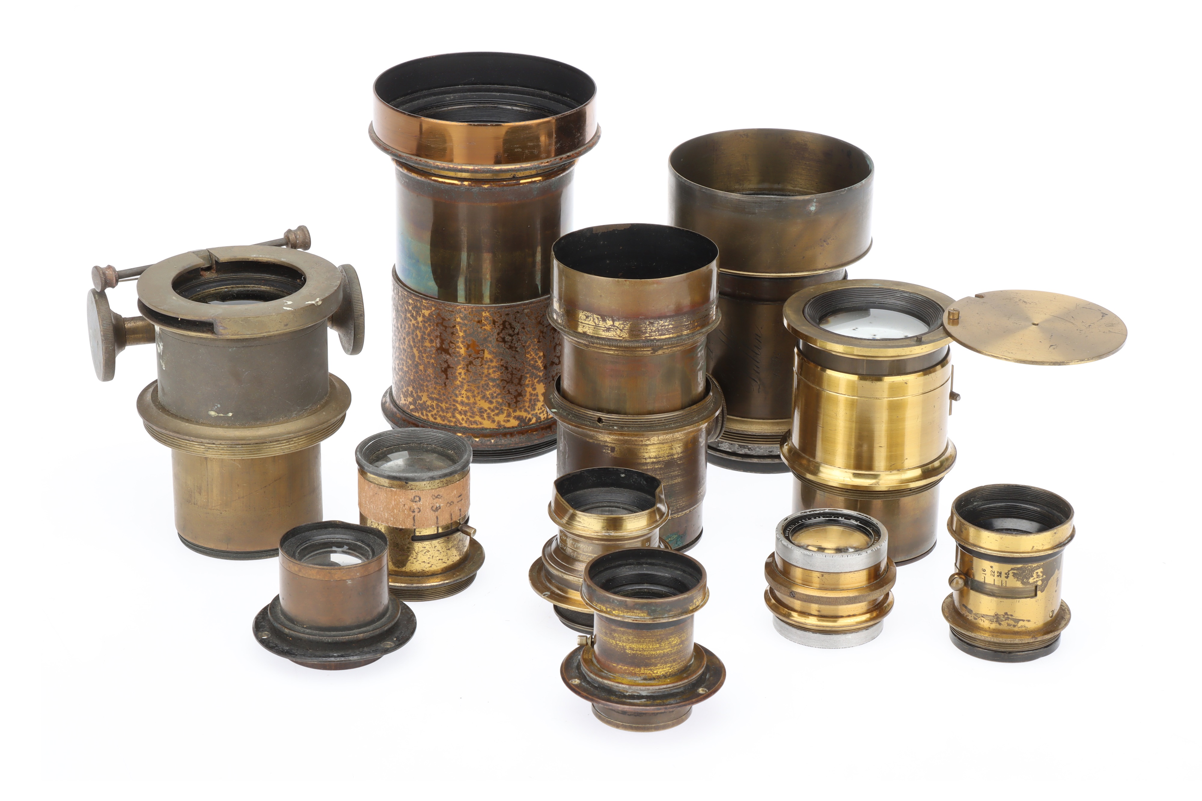 Lot 679 - A Good Selection of Brass Camera Lenses,