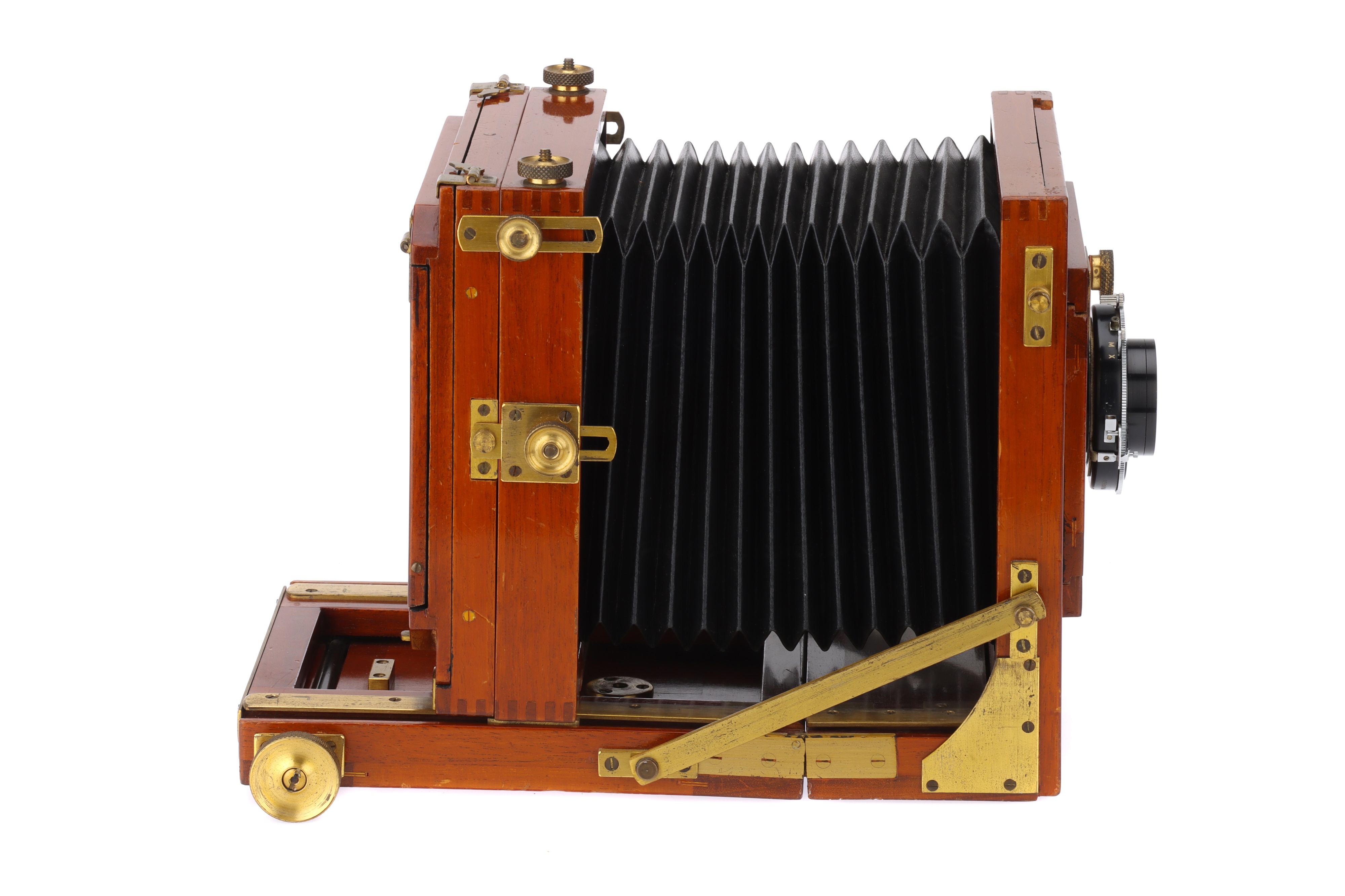 Lot 273 - A Gandolfi 5x4" Mahogany & Brass Tailboard