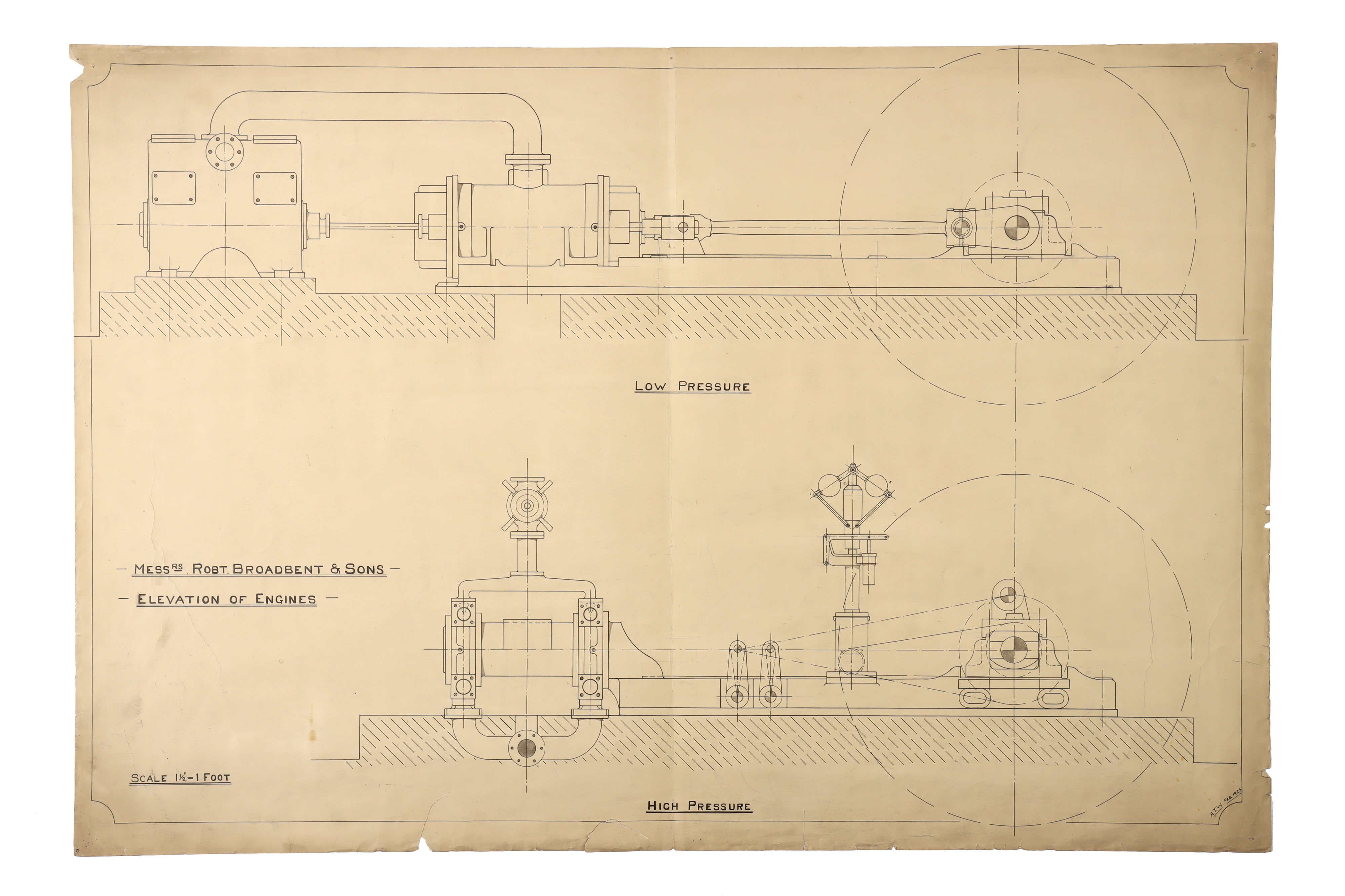 Lot 314 - Large Hand Drawn Plans Of a Winding Engine