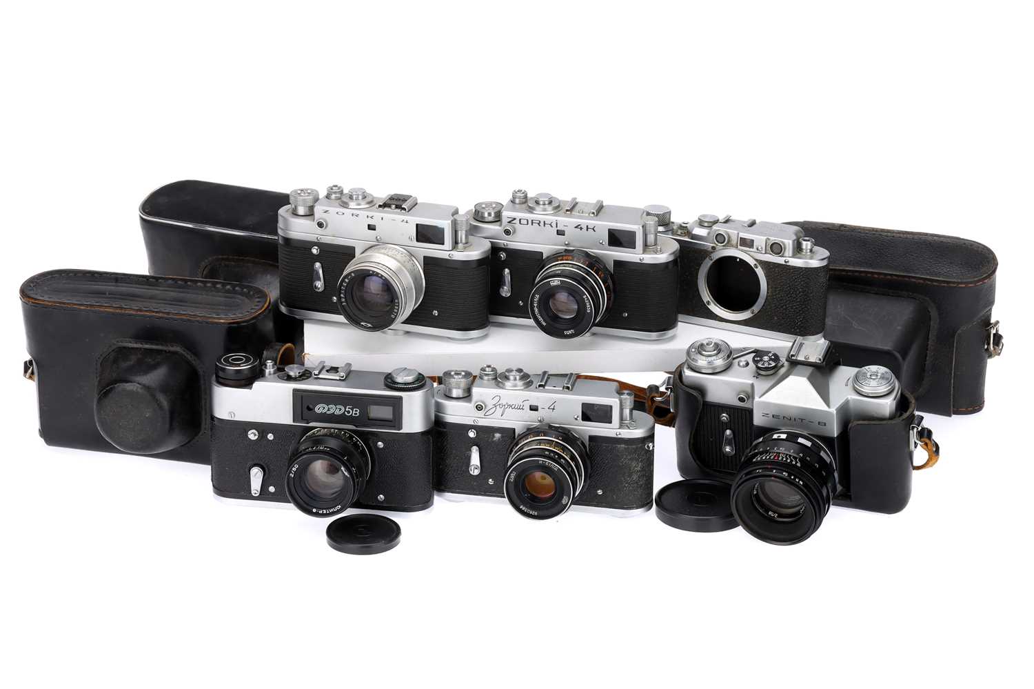 Lot 235 - A Selection of Six Soviet Era 35mm Cameras,