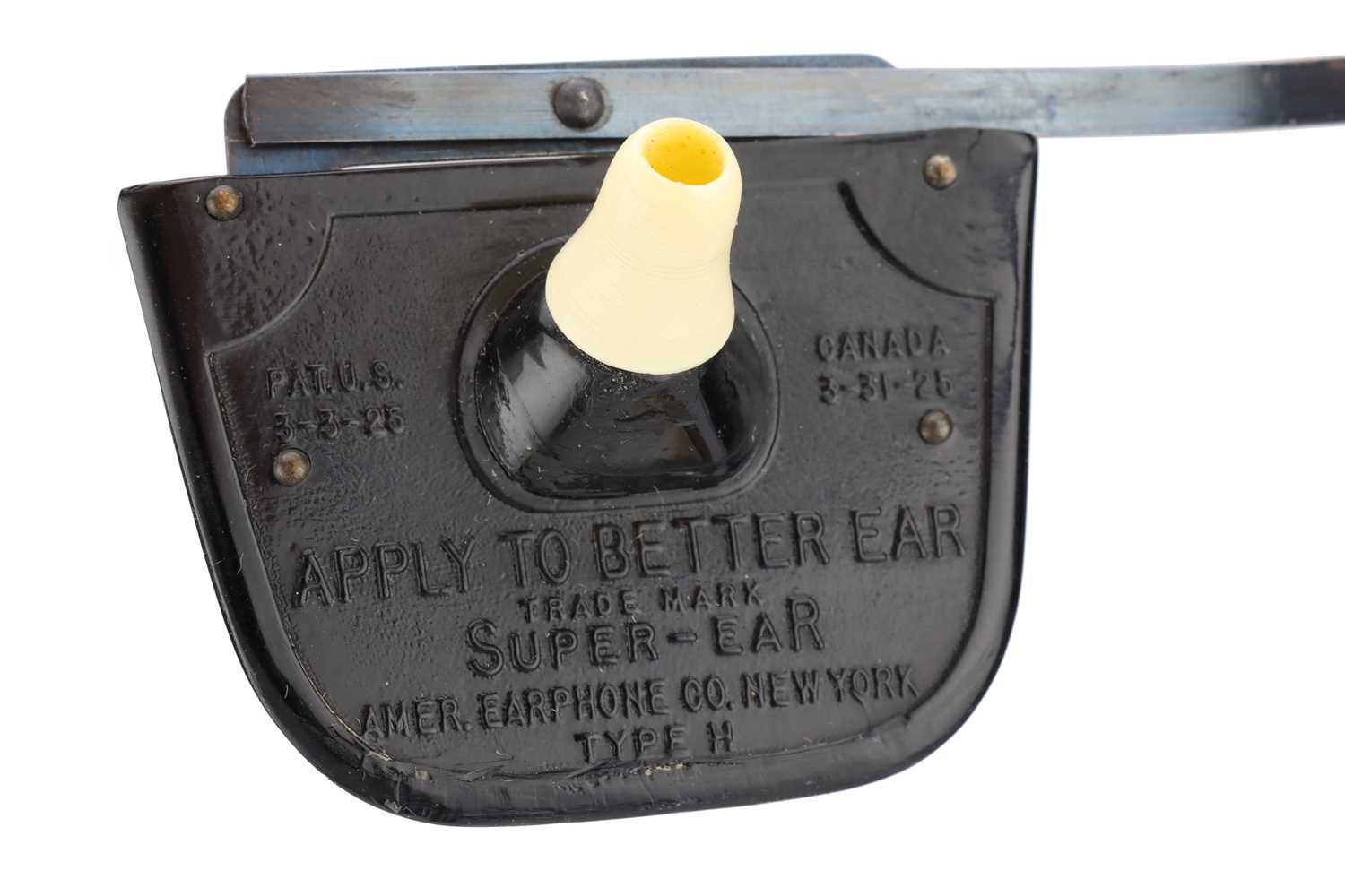 Lot 175 - Ear Trumpets, Hearing Aid and Stethoscope,