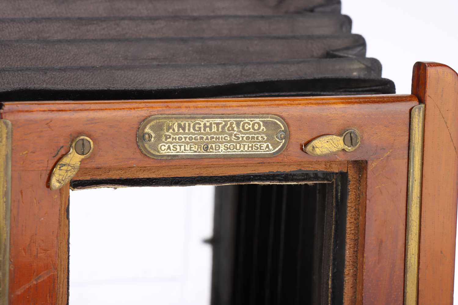 Lot 883 - A Half Plate Mahogany and Brass Field Camera