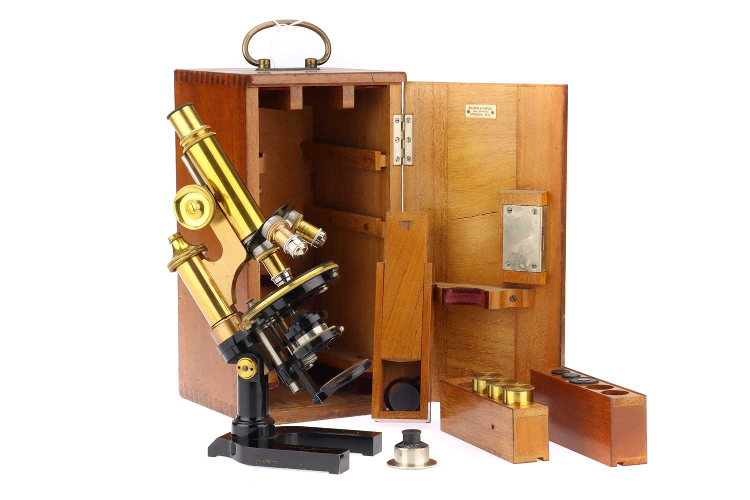 Lot 166 - A Brass & Black Leitz Compound Microscope,