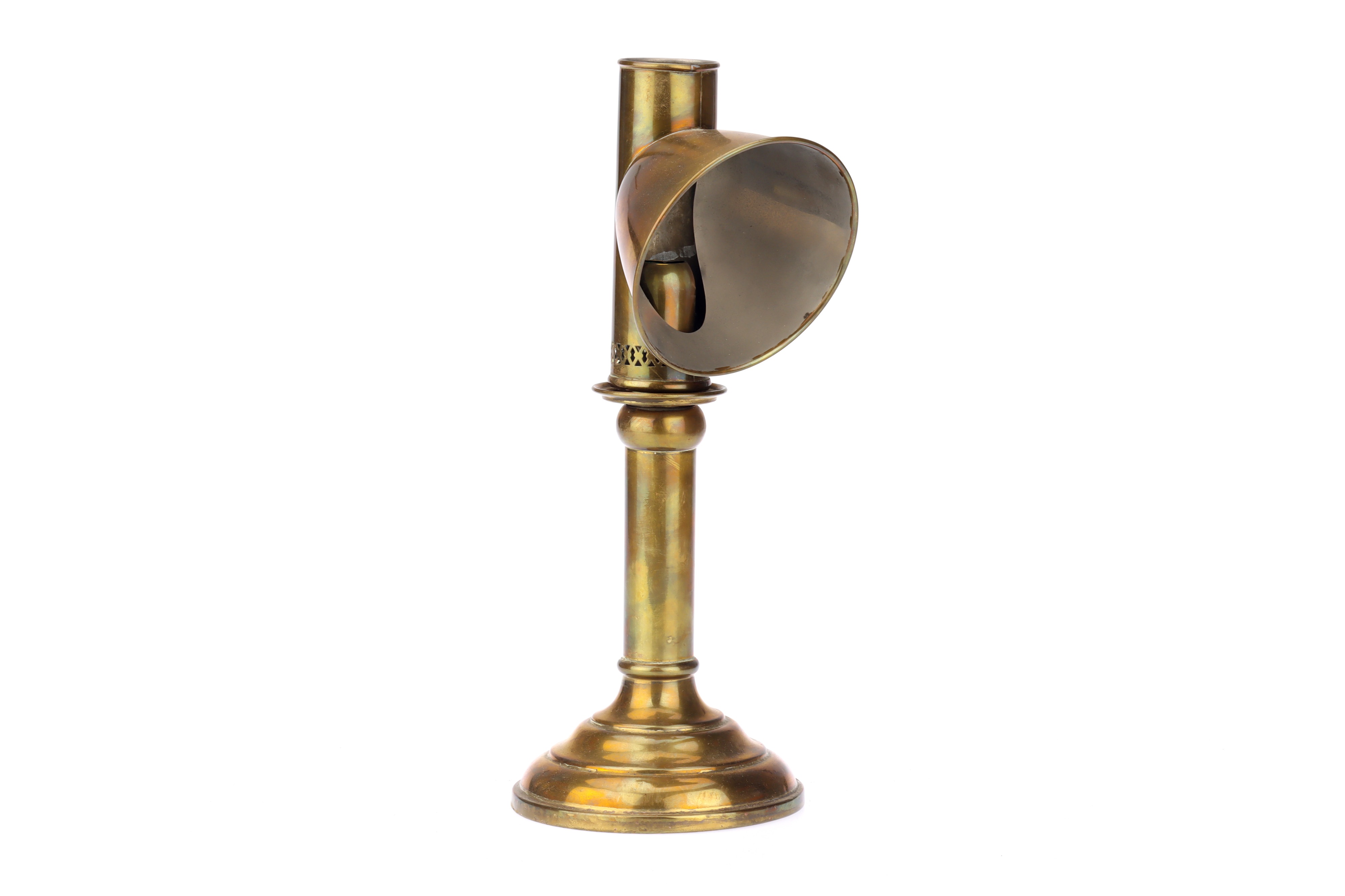 Lot 865 - A Brass Candle Reading Lamp,