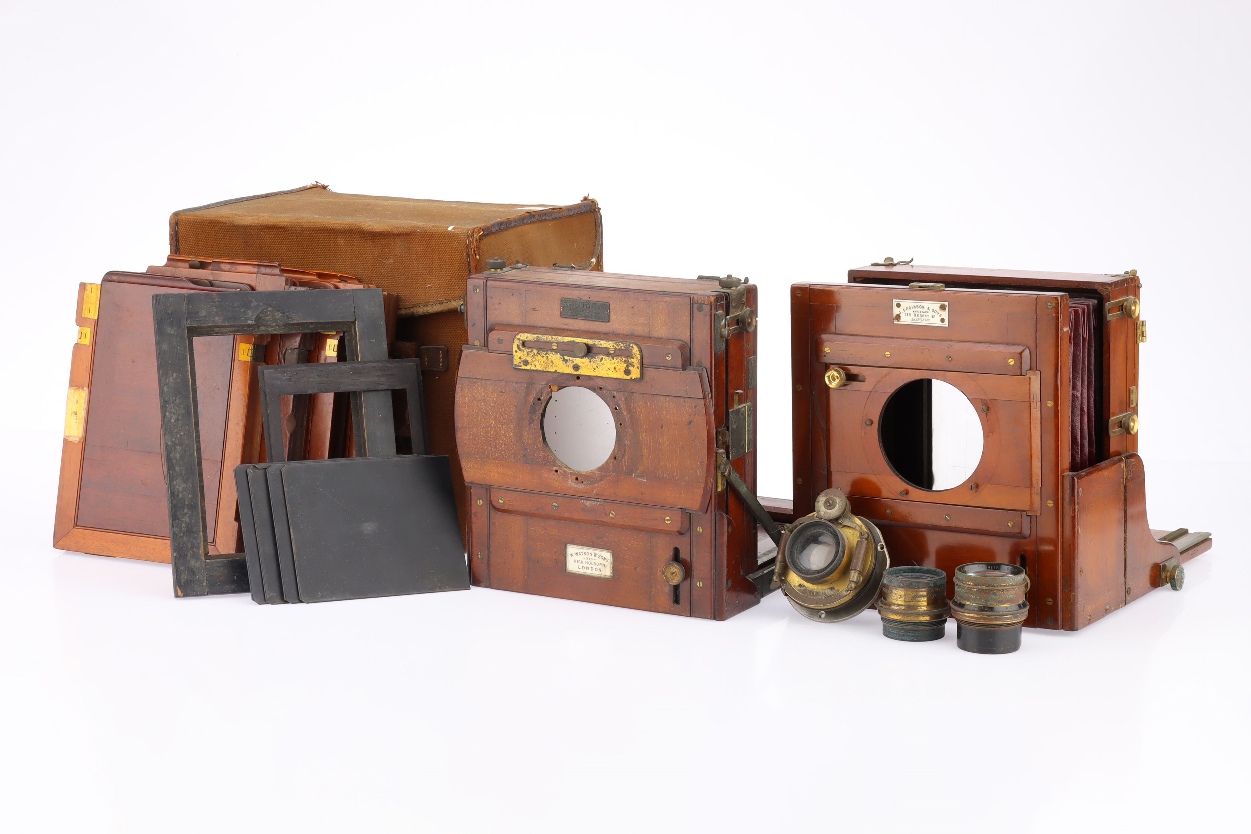 Lot 541 - Two Mahogany Half Plate Tailboard Cameras,