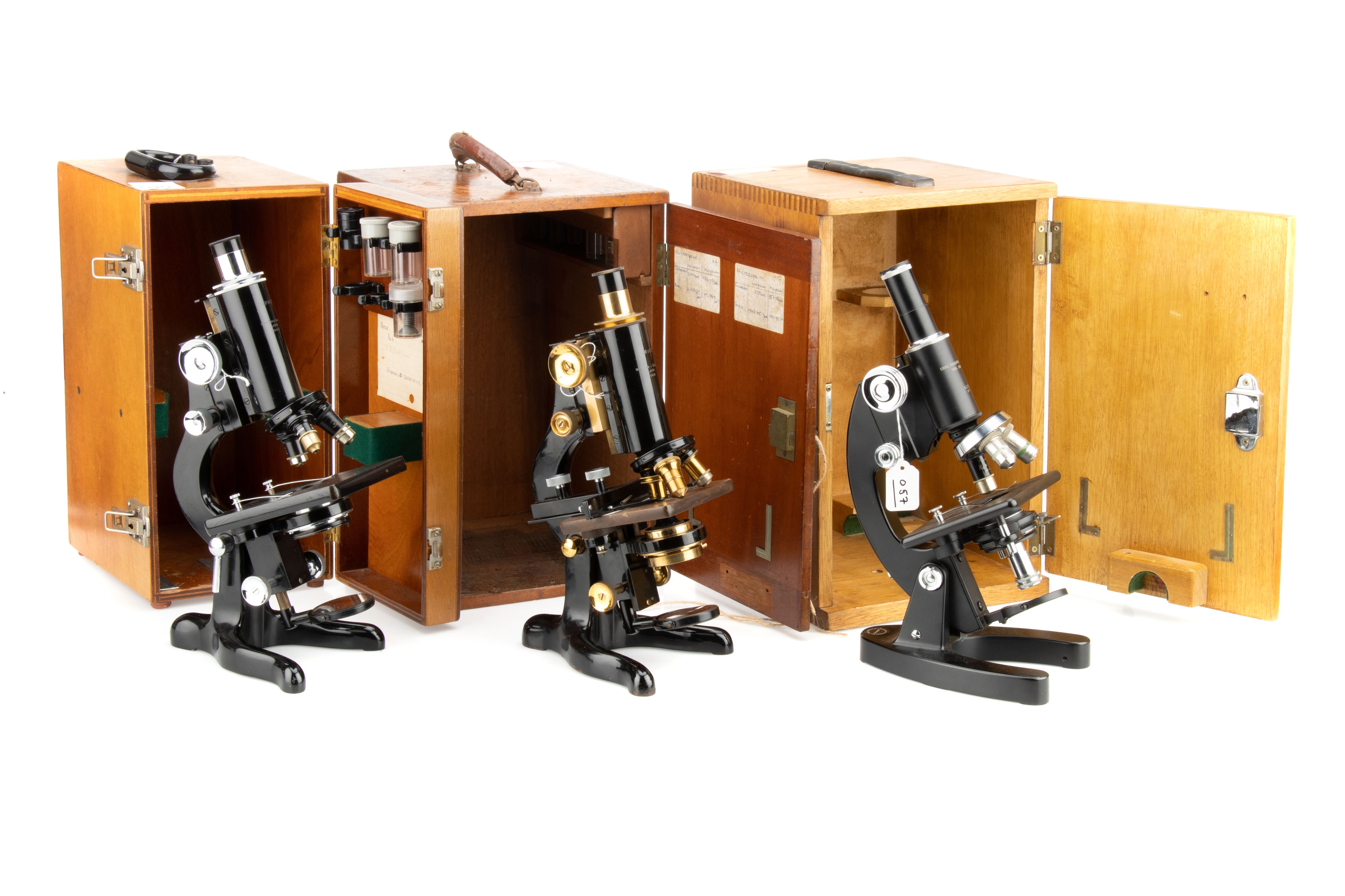 Lot 365 - Collection of 3 Vintage Compound Microscopes,