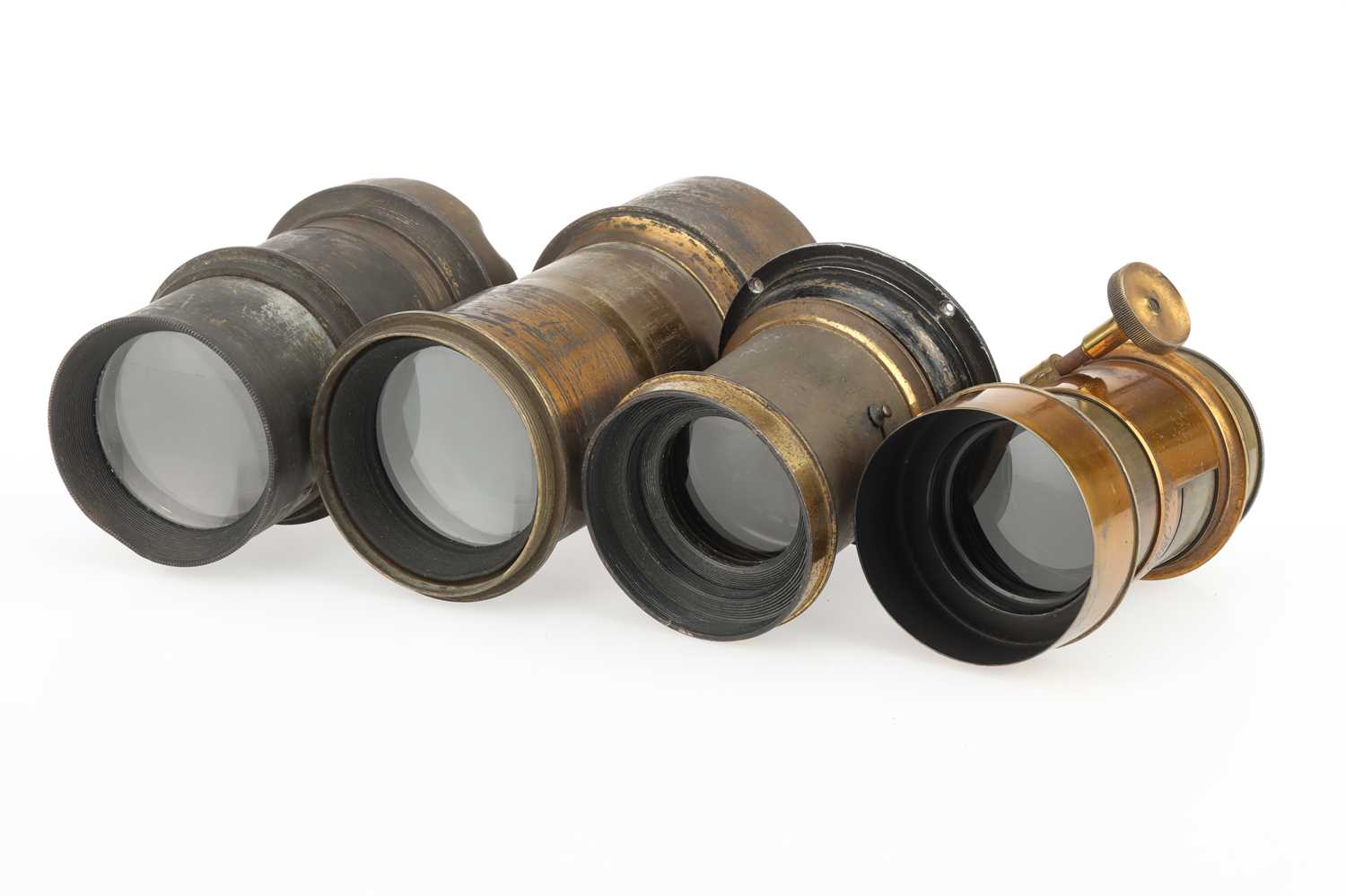Lot 194 - A Mixed Selection of Brass Camera Lenses,
