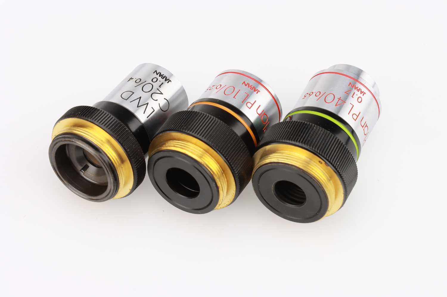 Lot 387 - 3 Olympus Microscope Objectives, and Others,