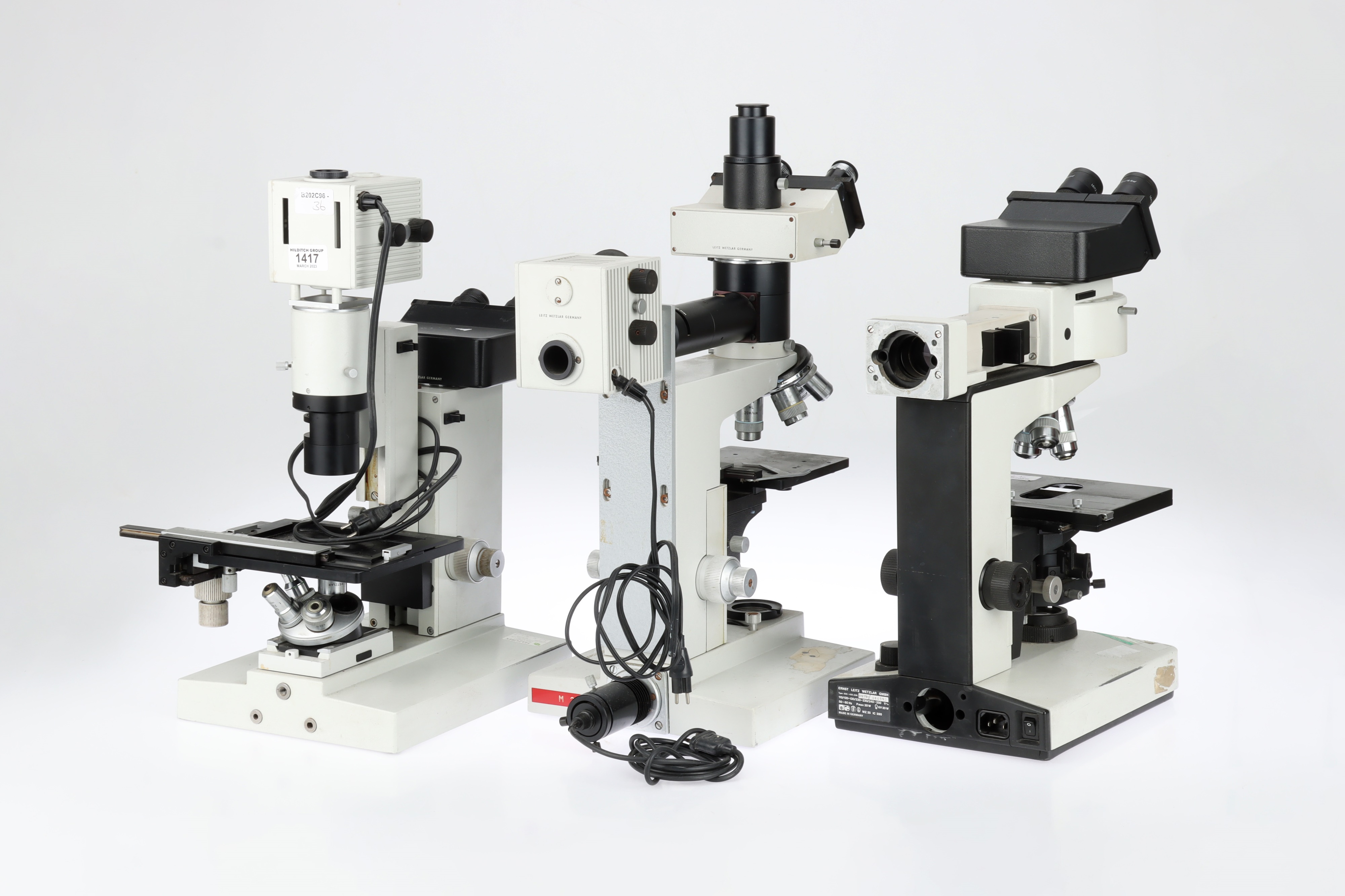 Lot 586 - Collection of 3 Leitz Microscopes,