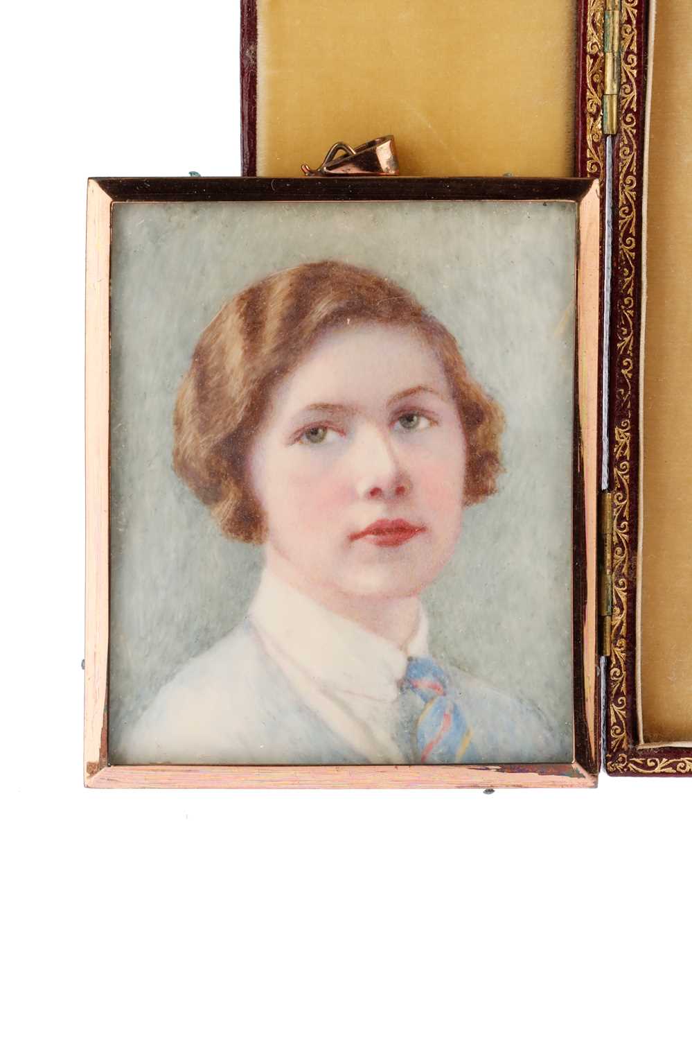 Lot 49 - 3 overpainted Portraits in Yellow Metal