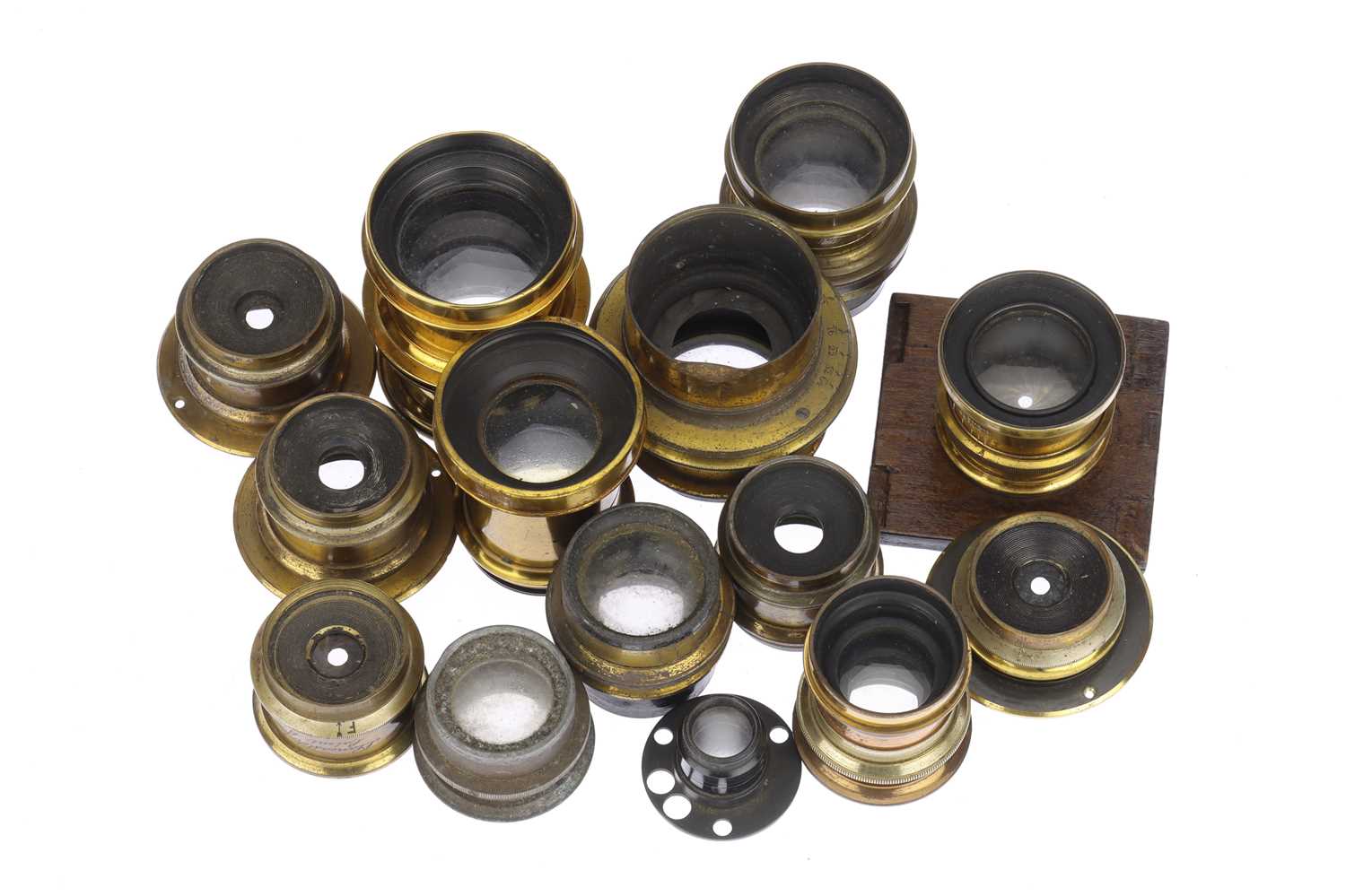 Lot 361 - A Collection of Brass Camera Lenses,