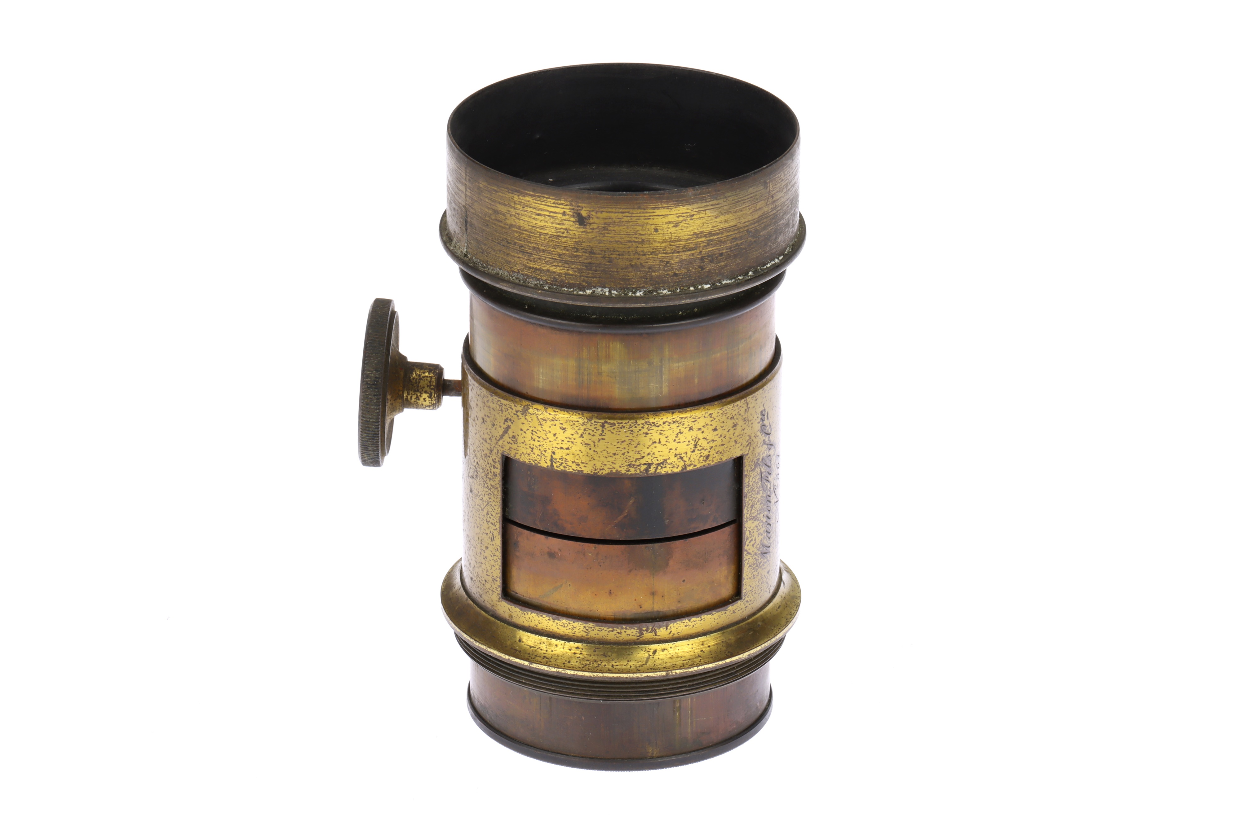 Lot 351 - An Unmarked Brass Camera Lens,
