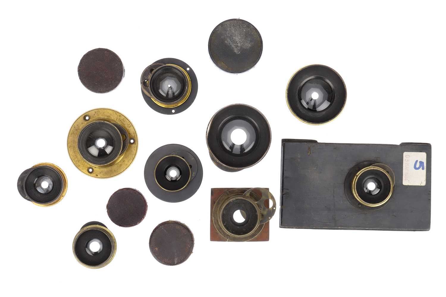 Lot 337 - A Small Selection of Brass Camera Lenses,
