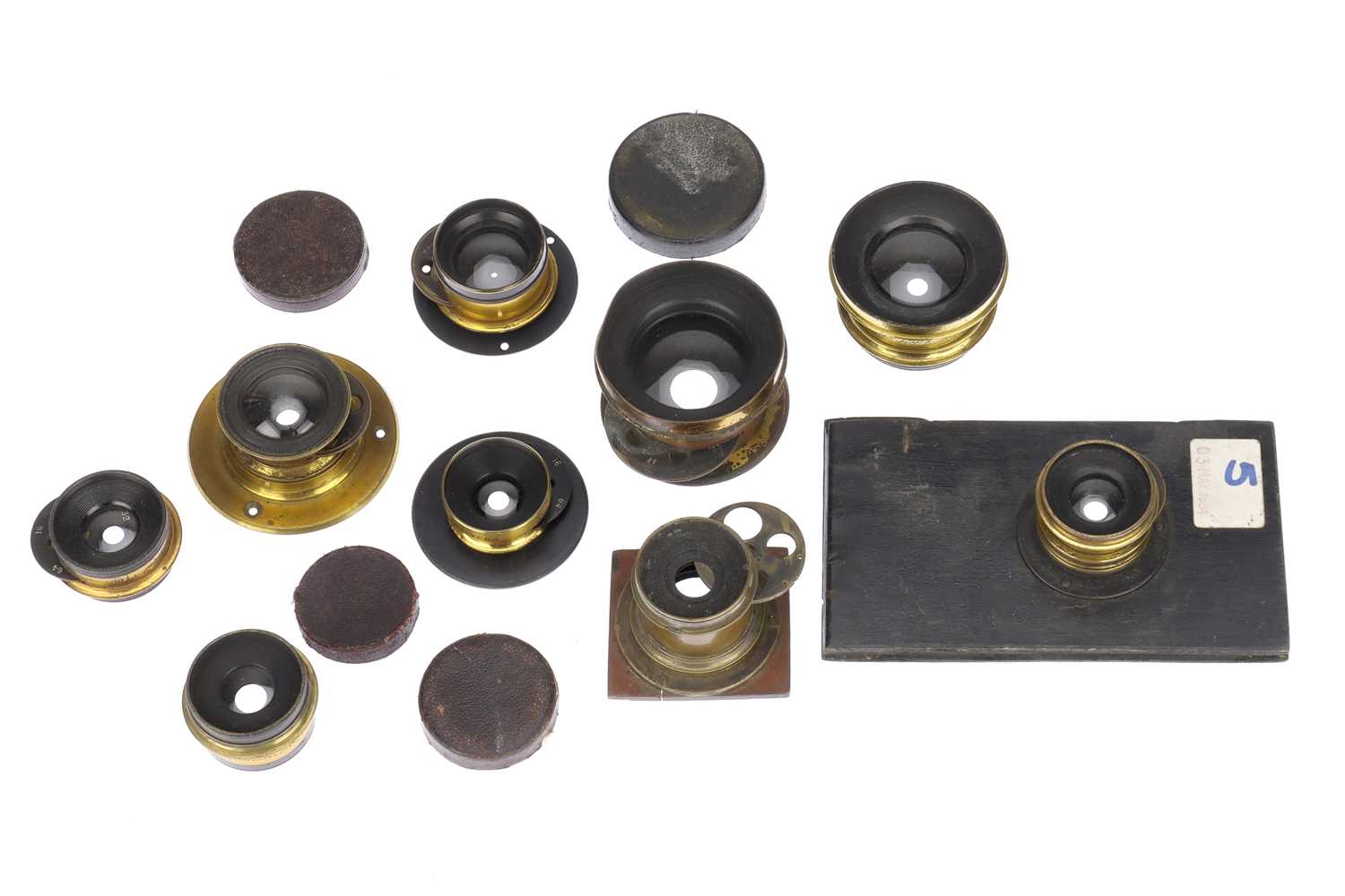 Lot 337 - A Small Selection of Brass Camera Lenses,