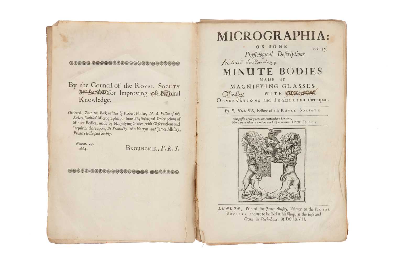Lot 241 - Hooke, Robert, Micrographia,