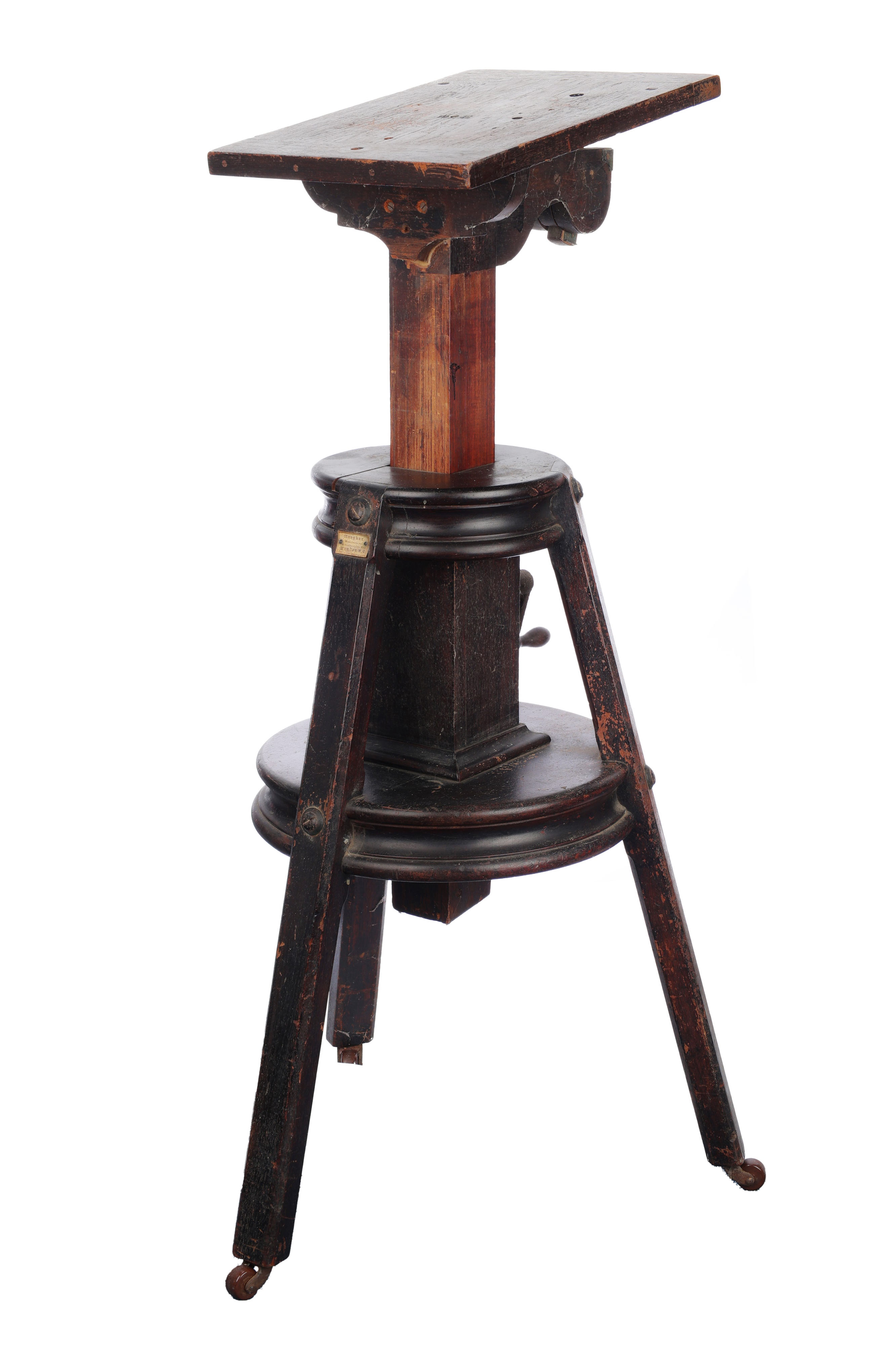 Lot 523 - Large Victorian Studio Camera Tripod,