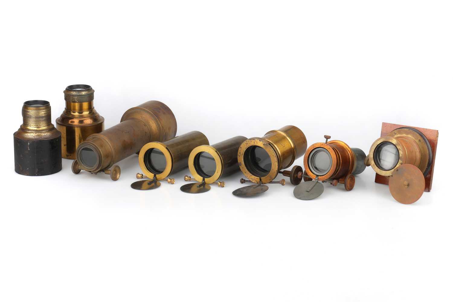 Lot 361 - A Collection of Brass Magic Lantern and