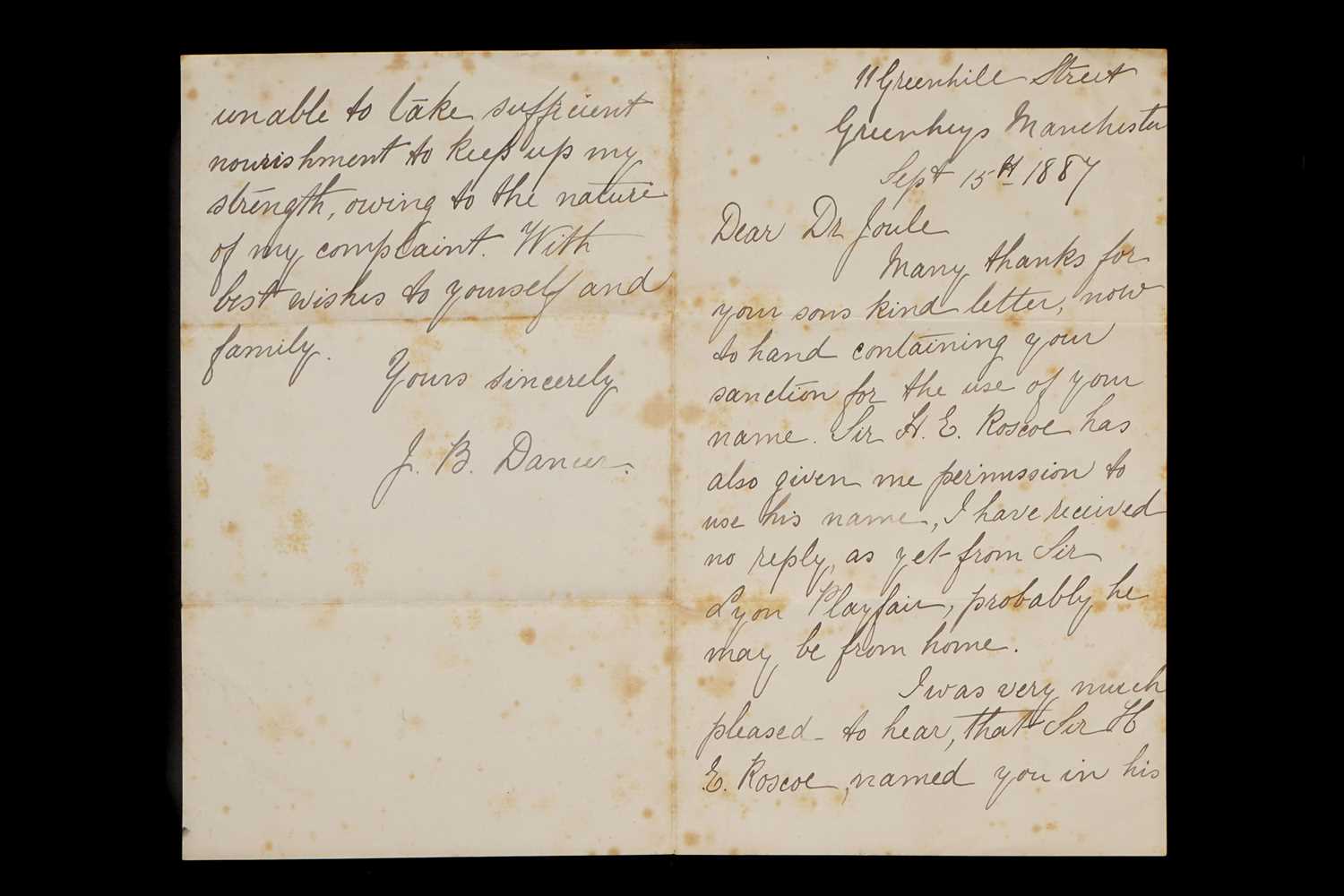 Lot 409 - John Benjamin Dancer Letter,