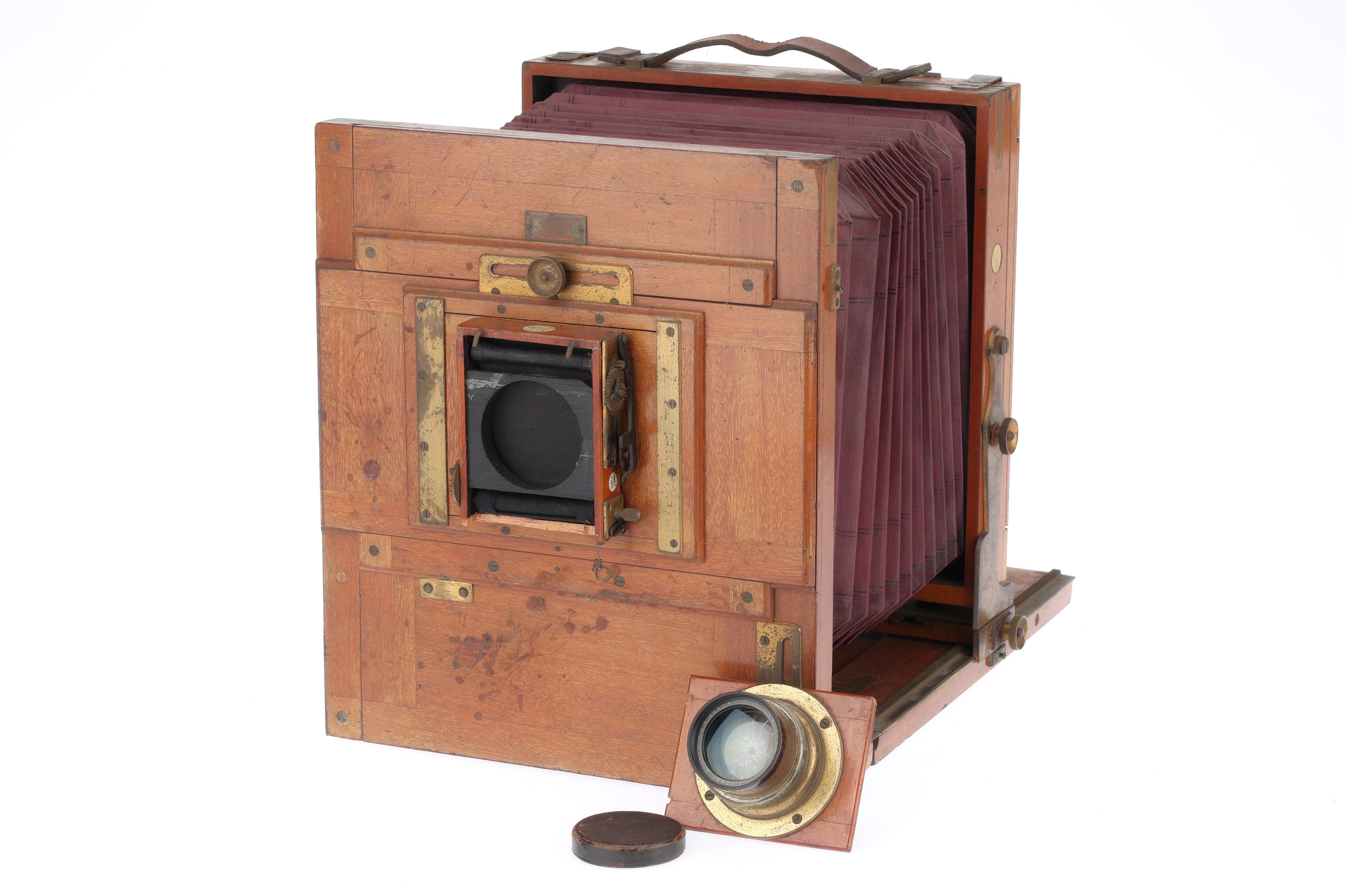 Lot 227 - A Brass and Mahogany Tailboard Camera,