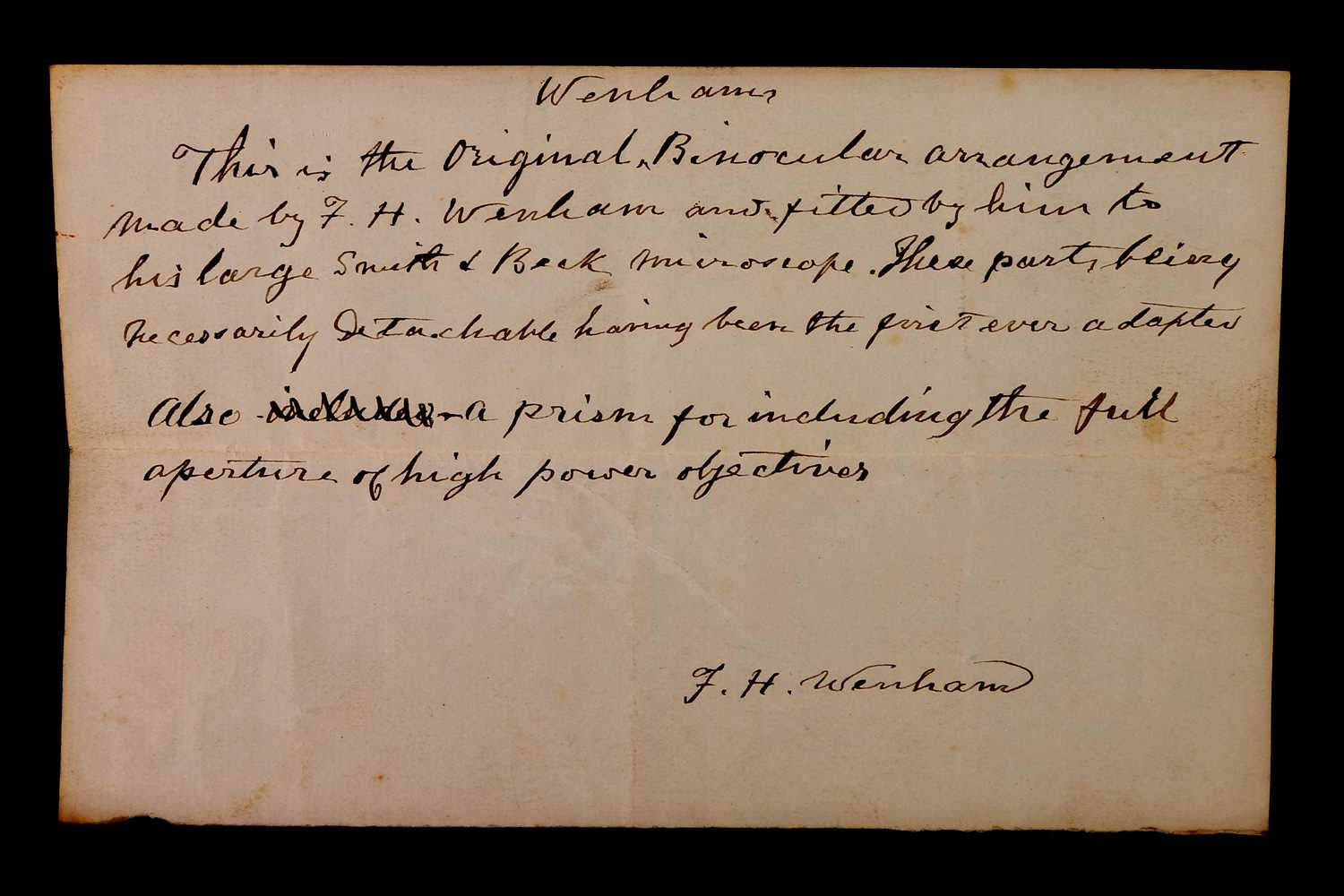 Lot 1 - Francis H. Wenham’s Original Prototype