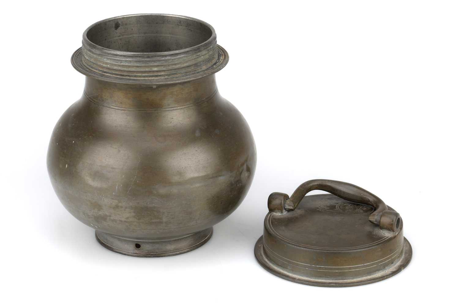 Lot 188 - French Pewter Leech Jar,