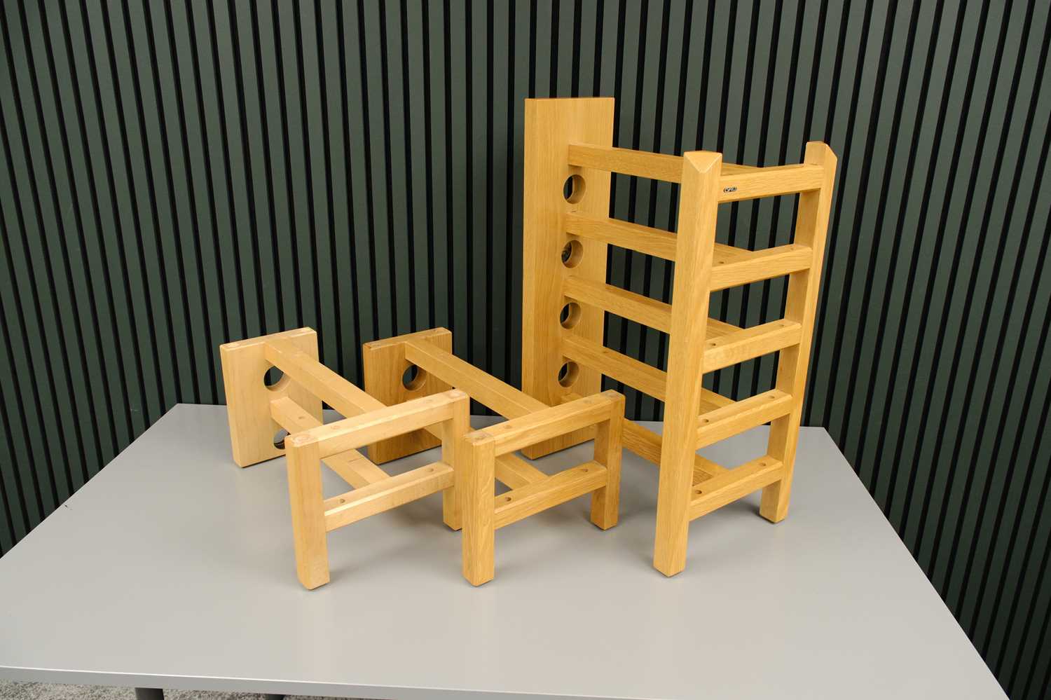 Lot 597 - A Cyrus Tri-Arbour Oak Rack,