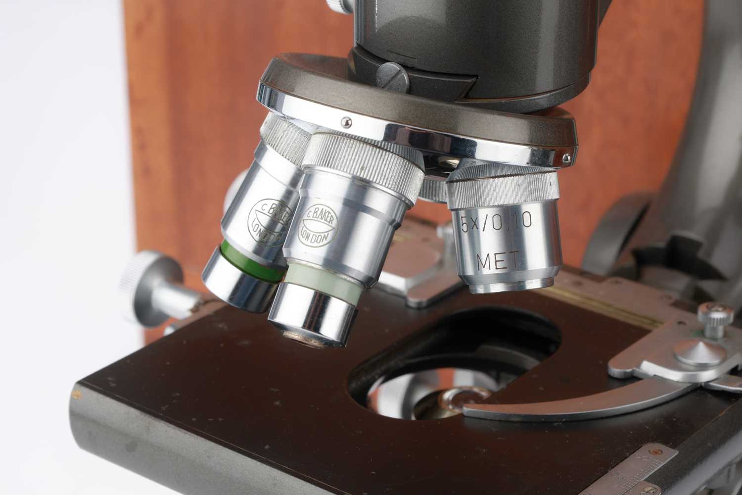 Lot 438 - Collection of 3 Microscopes By Baker, London