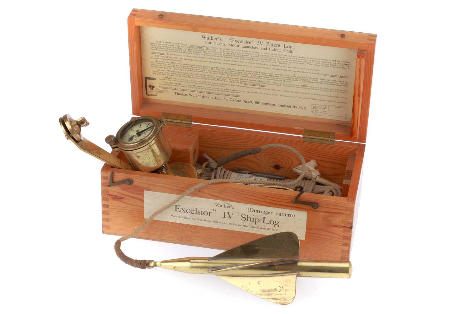 Lot 451 - Cased Brass Ships Log,