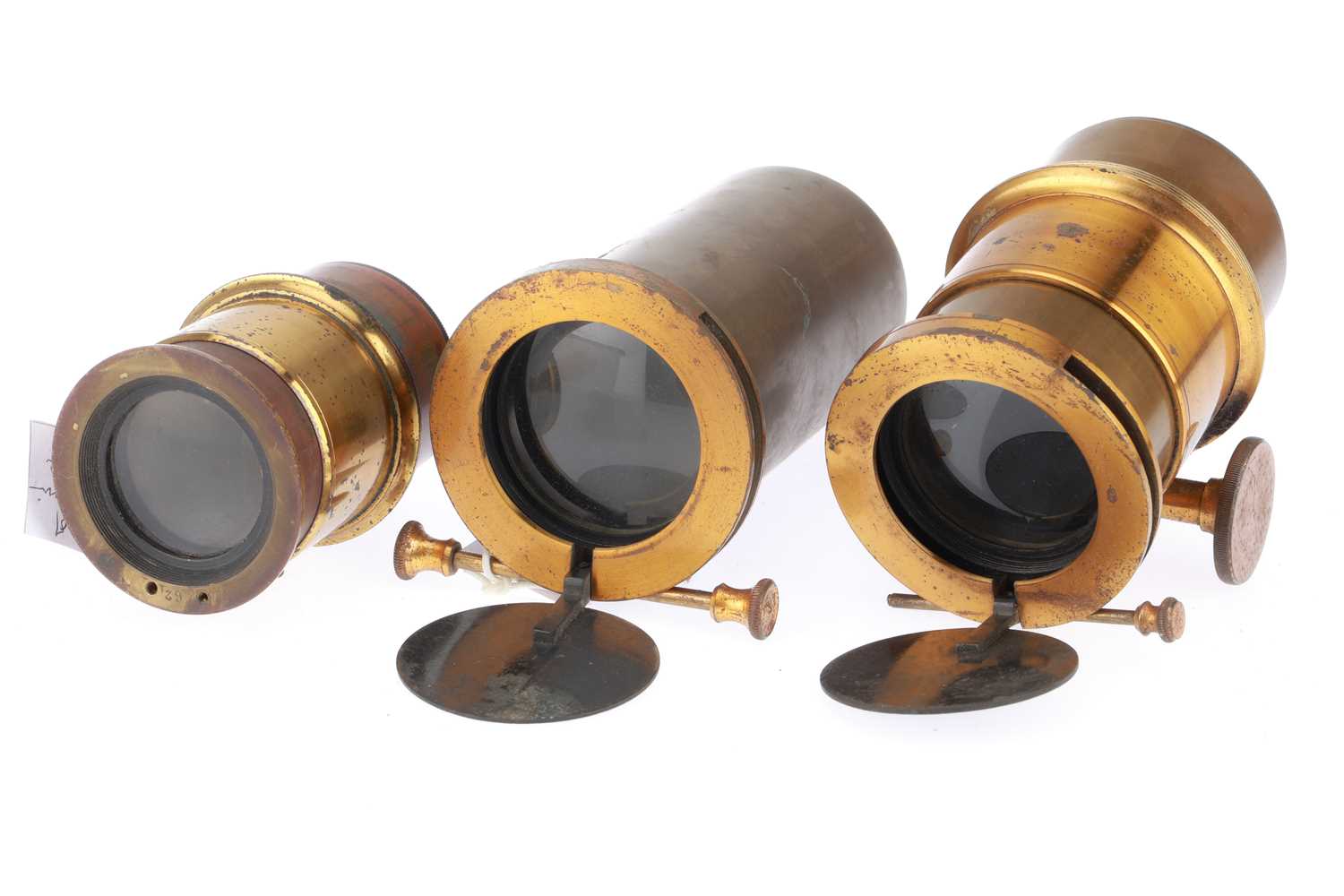 Lot 961 - 3 Bras Bound Magic Lantern Lenses,